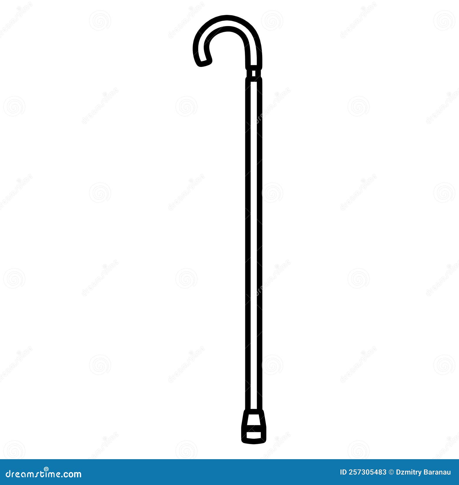 Flat Cane Line Icon for Web Background Design. Outline Stroke Object ...