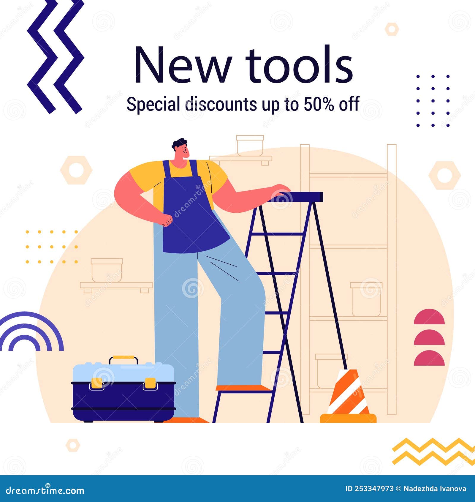 Flat Car Repair Shop Services Posts Set Vector Illustration. Stock ...