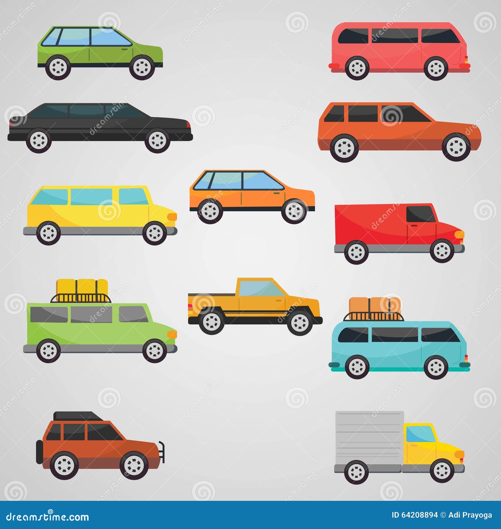 Flat 12 Car Transportation Set Stock Vector - Illustration of design ...