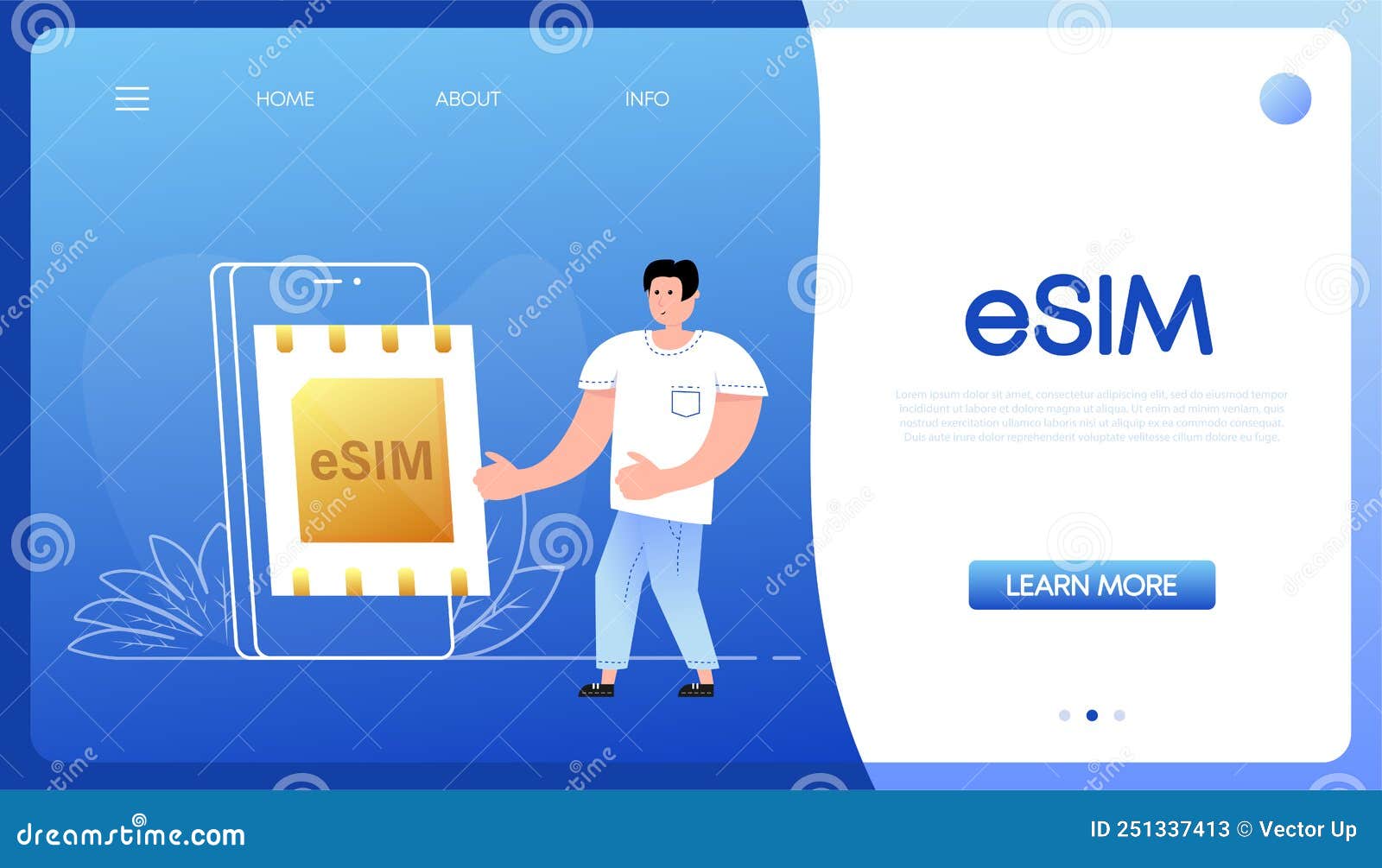 Flat Card with Esim People. Flat Illustration. Icon Vector. Stock ...