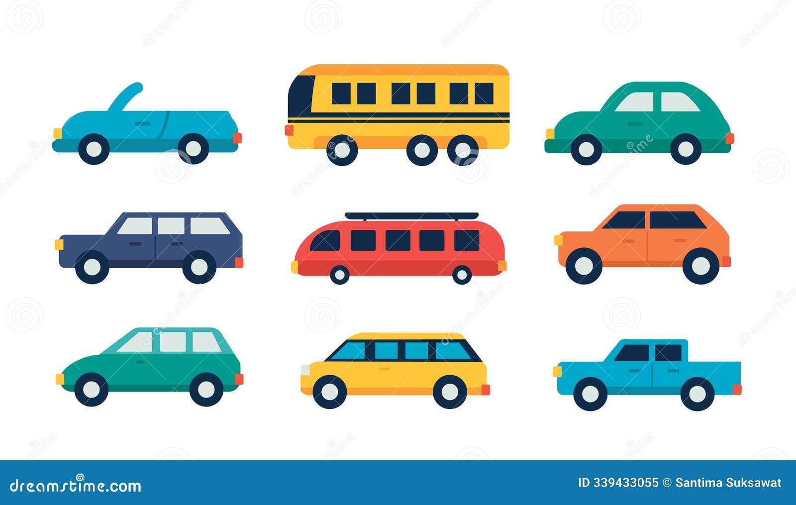 Flat Cars in Traffic Vector Illustration Stock Vector - Illustration of ...
