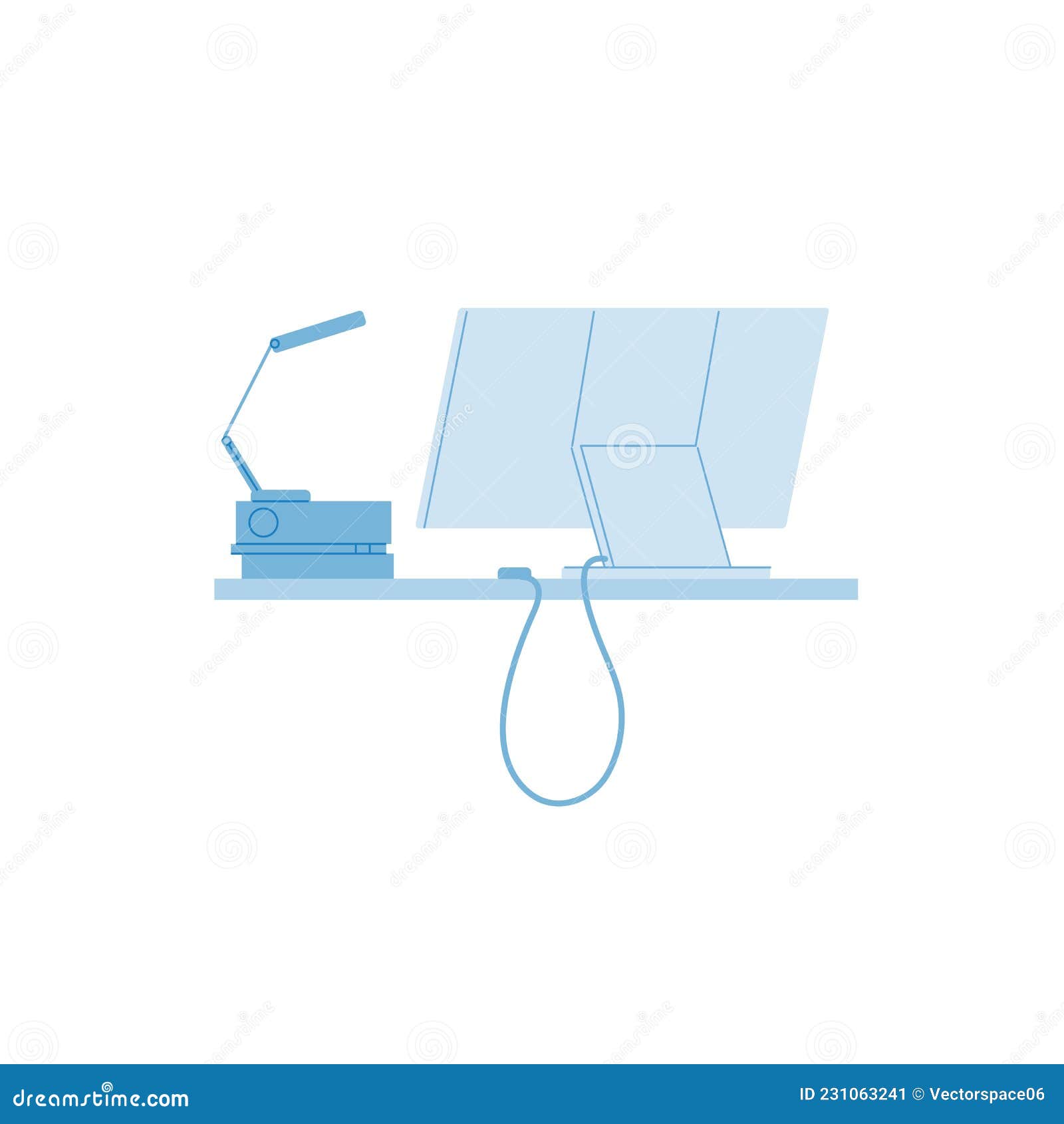 Flat Cartoon All-in-one Desktop PC on Work Desk,electronic Office ...