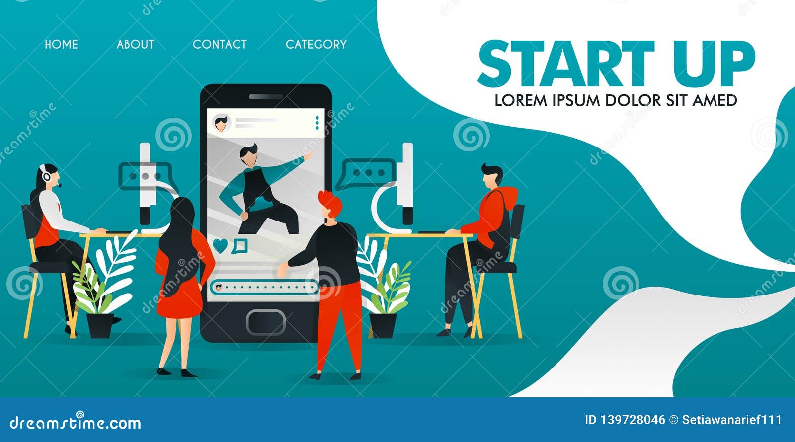 Flat Cartoon Character. Vector Illustration for Technology, Startup ...