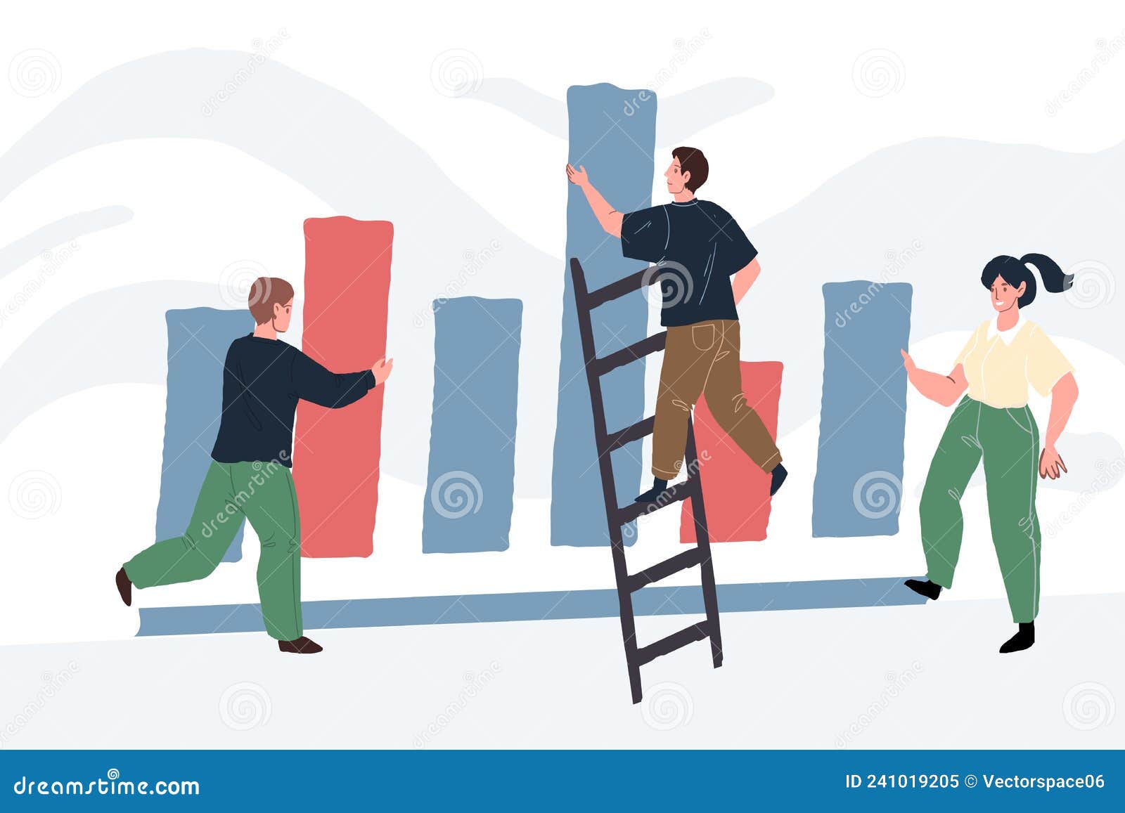 Flat Cartoon Characters Specialists at Work,online Data Analytics and ...