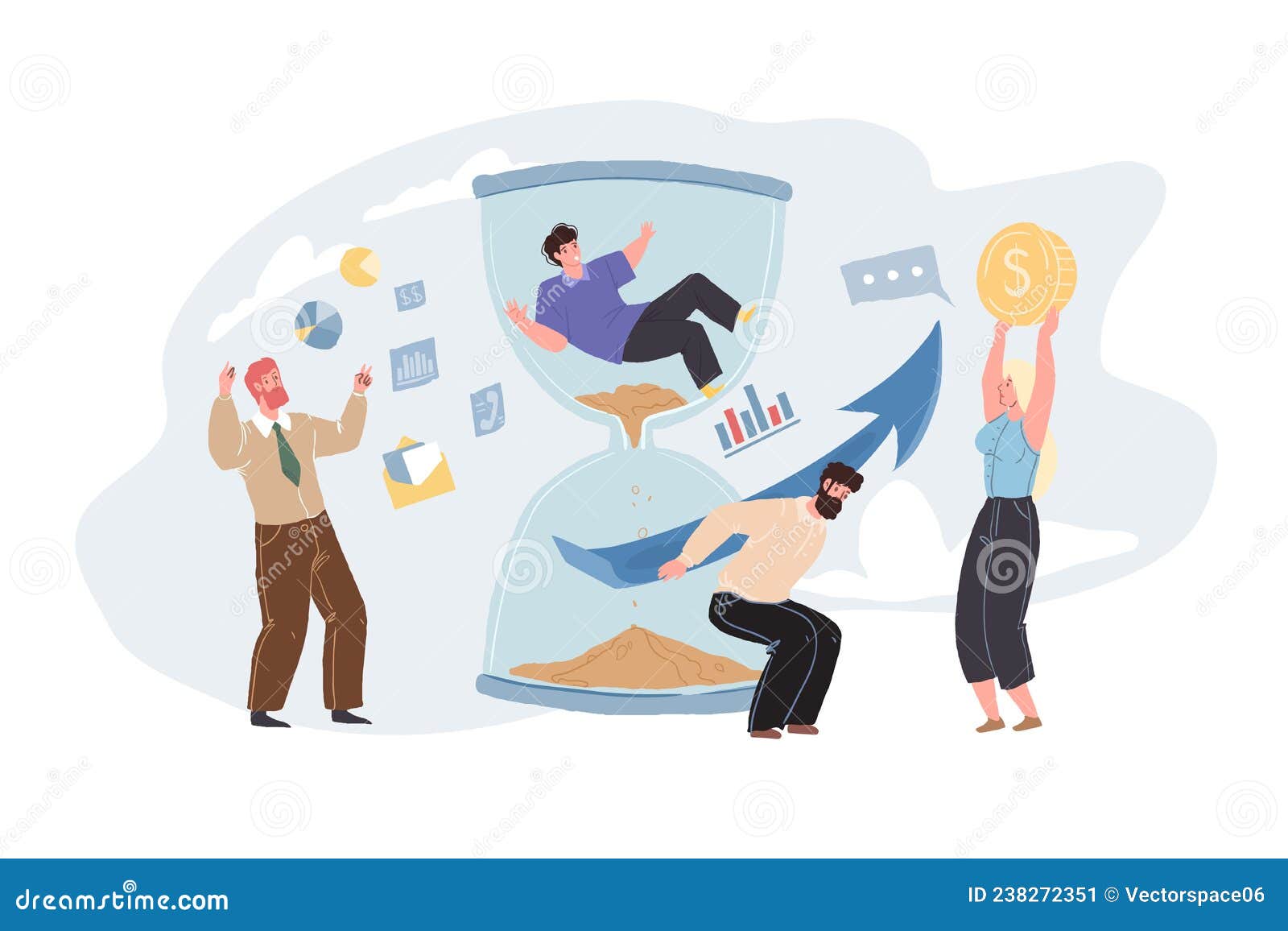 Flat Cartoon Characters Specialists at Work,professional Workflow ...