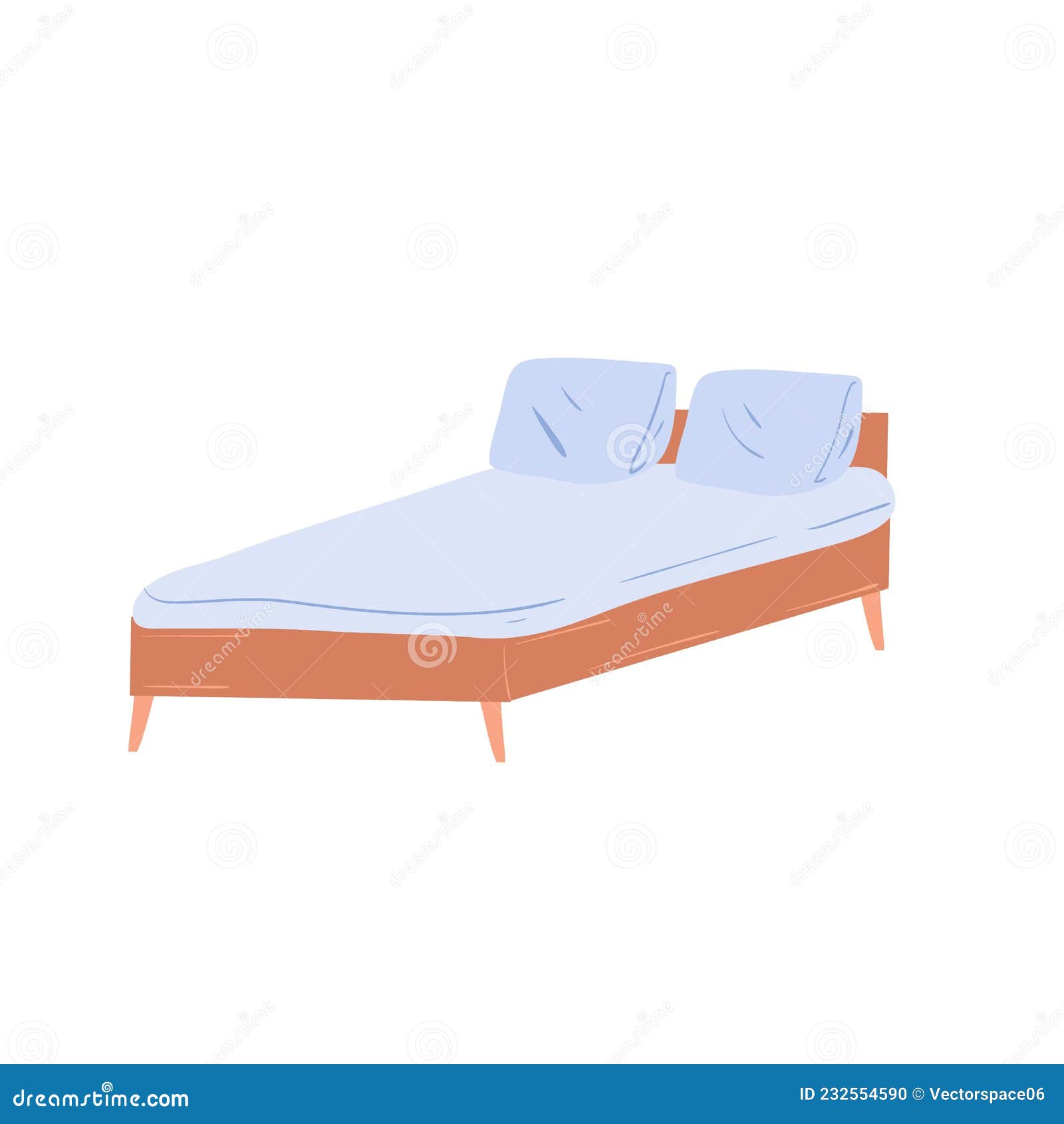 Flat Cartoon Double Bed,room Interior Elements for Home Life Comfort ...