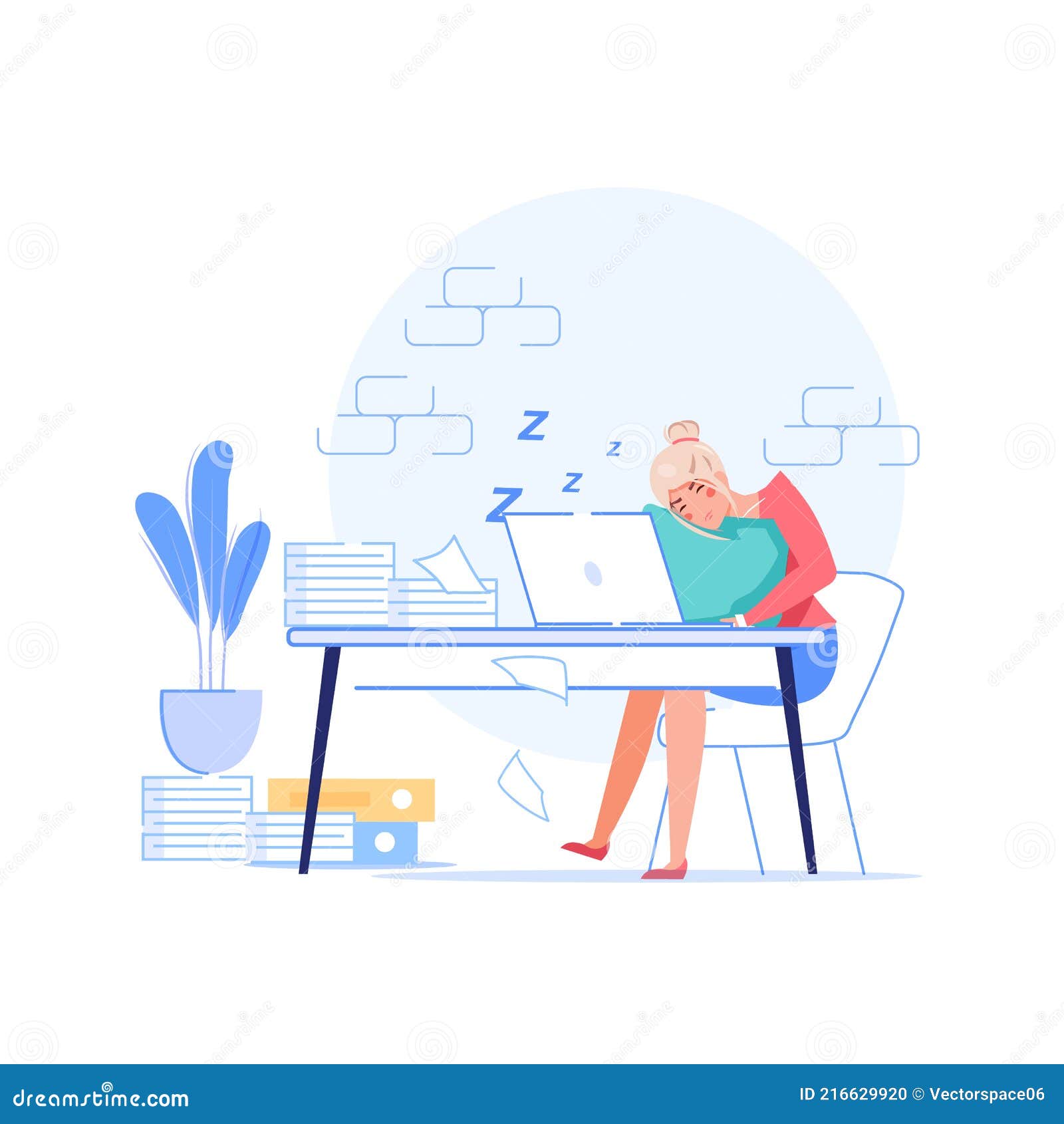 Flat Cartoon Employee Characters Procrastination at Work Vector ...