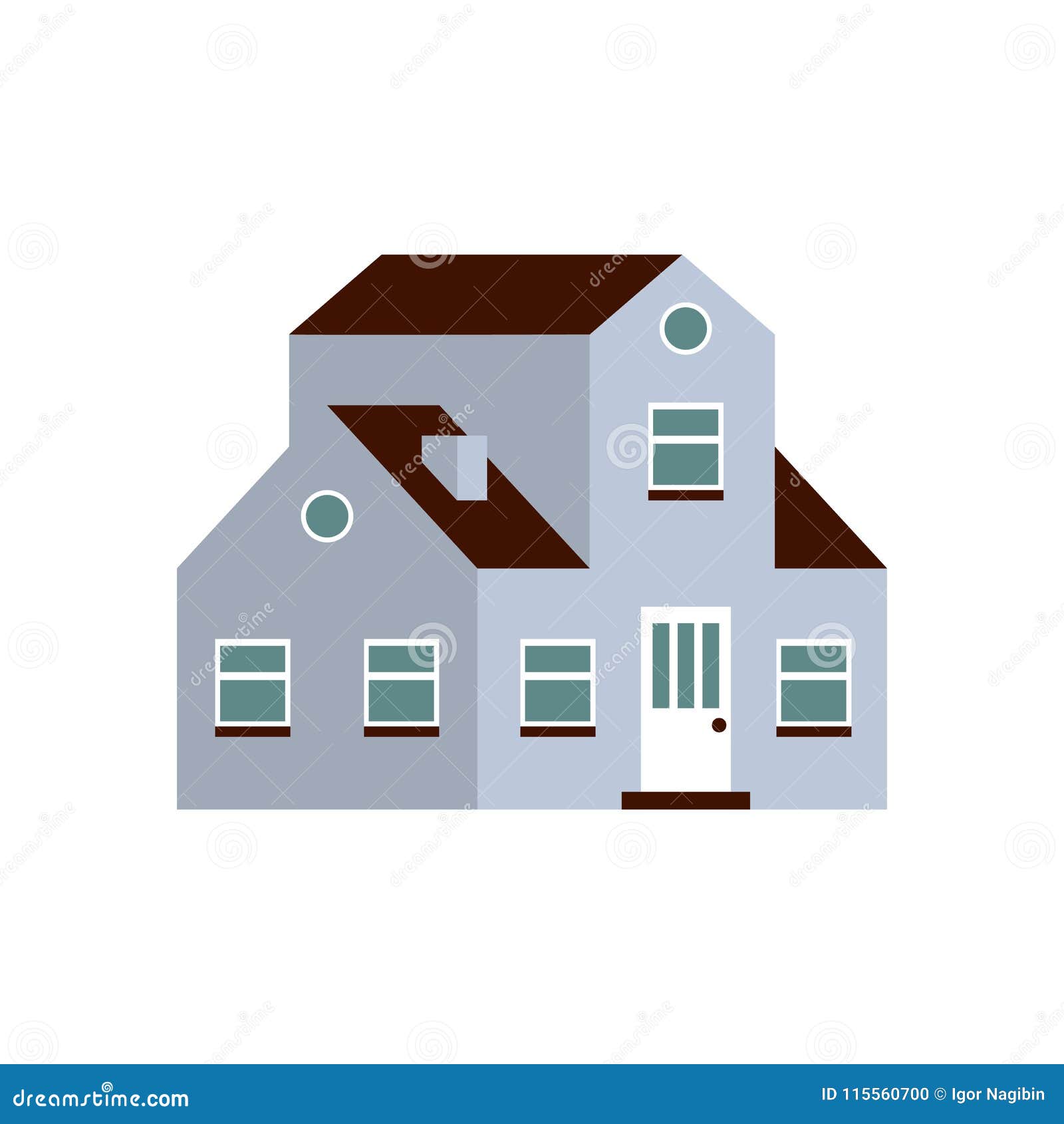 Flat cartoon house. stock illustration. Illustration of home - 115560700