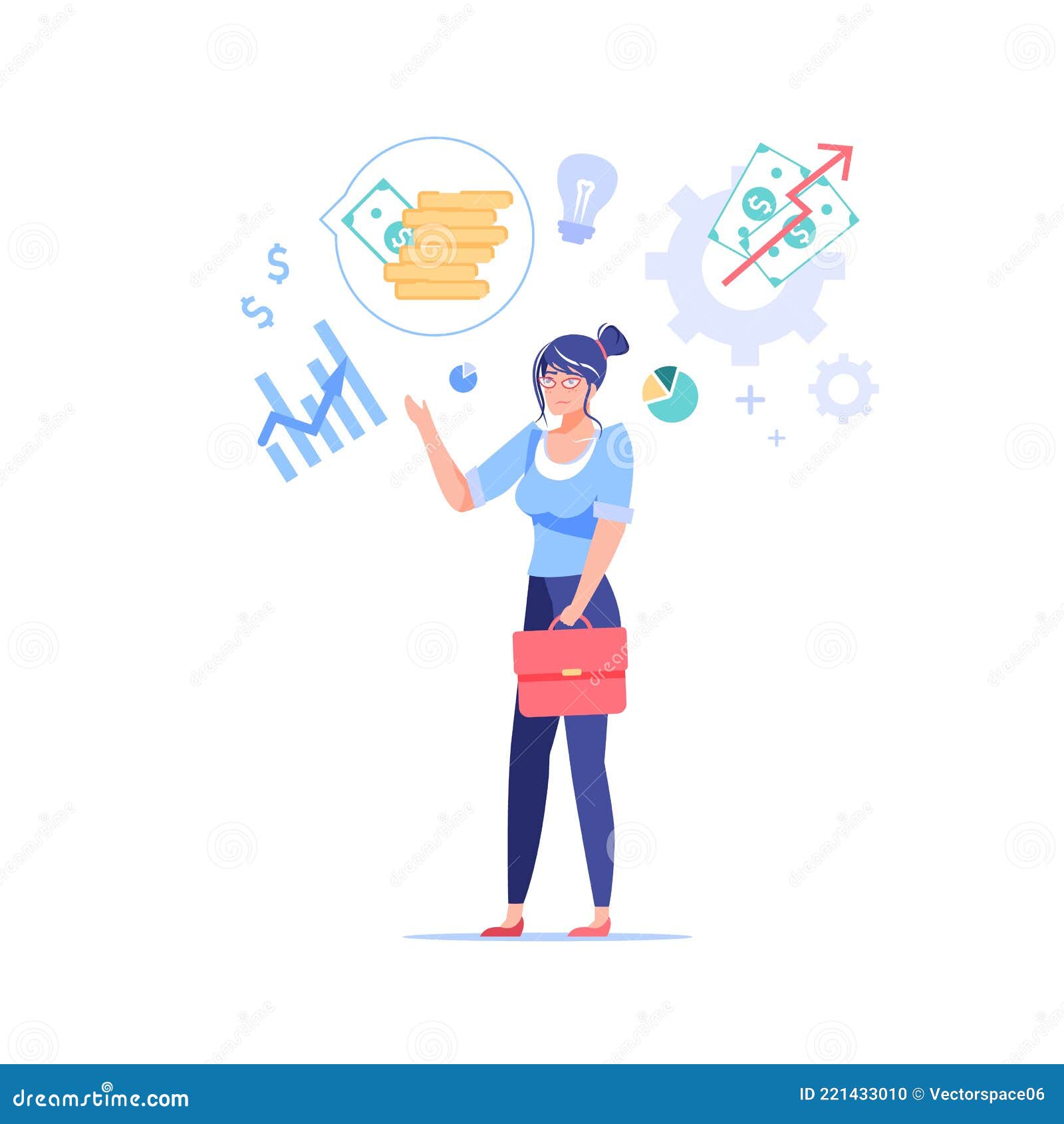 Flat Cartoon Office Character Successful Employee,vector Illustration ...