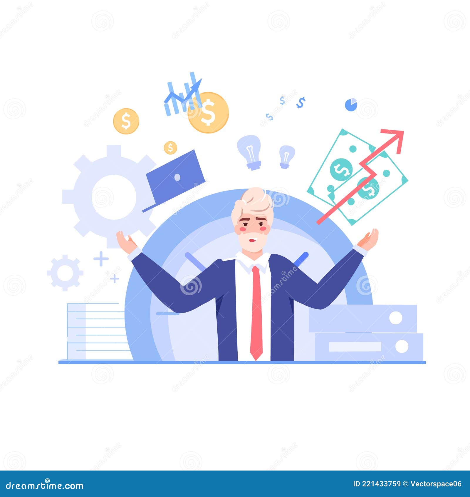 Flat Cartoon Office Character Successful Employee,vector Illustration ...