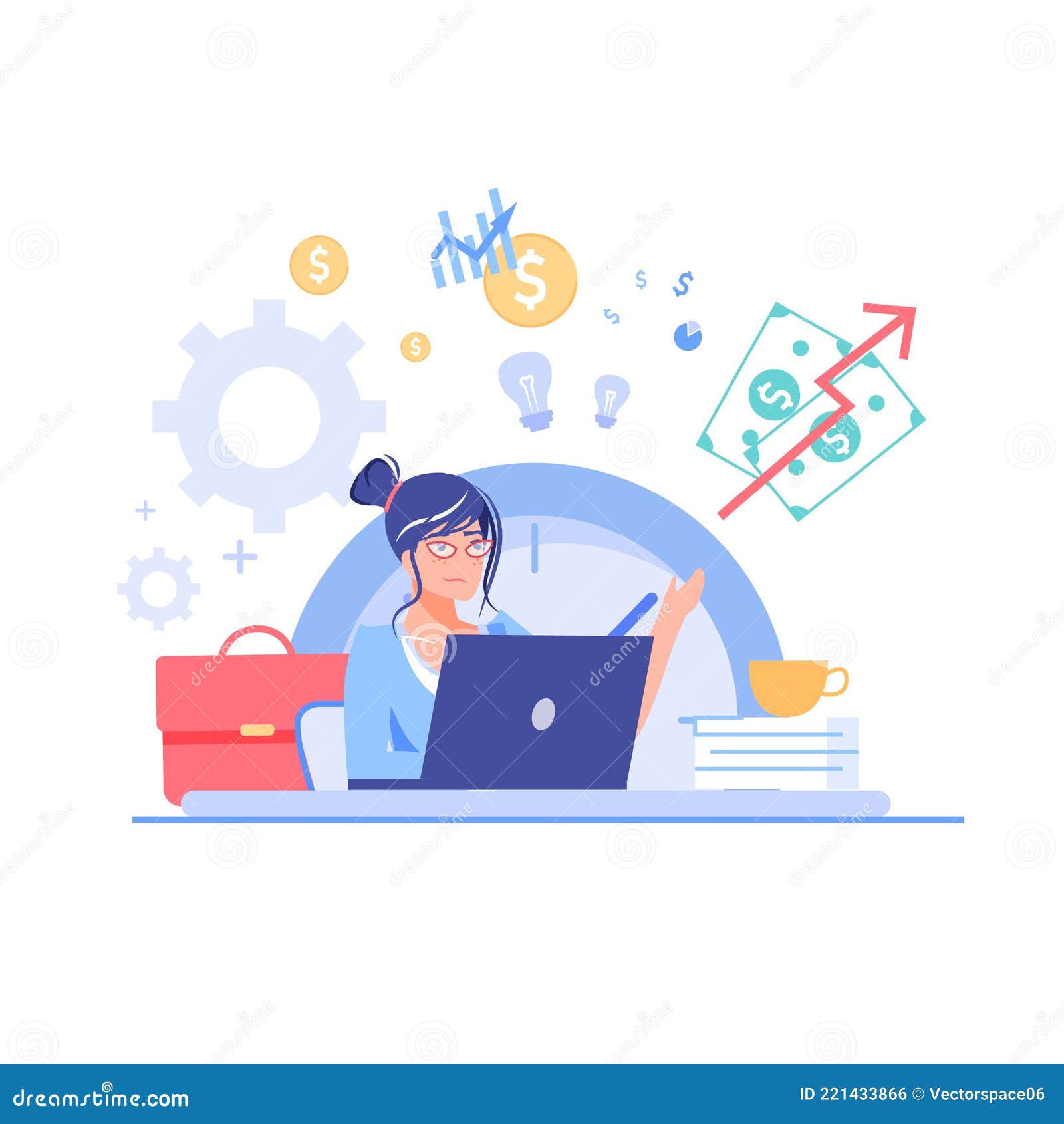 Flat Cartoon Office Character Successful Employee,vector Illustration ...