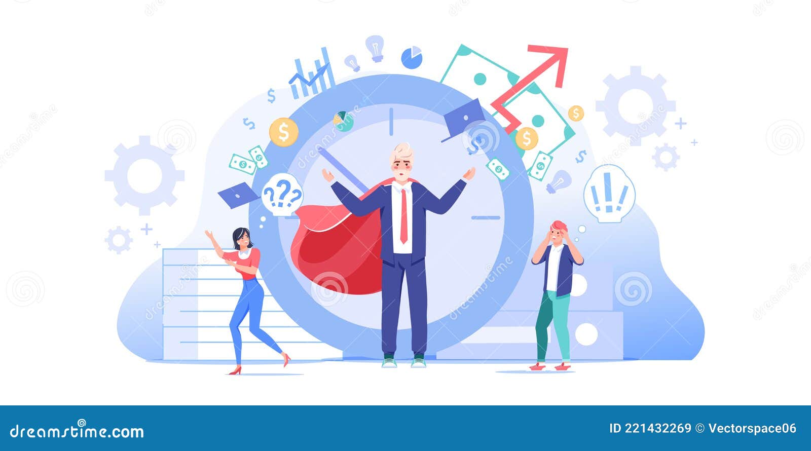 Flat Cartoon Office Superhero Character,successful Employee,vector ...