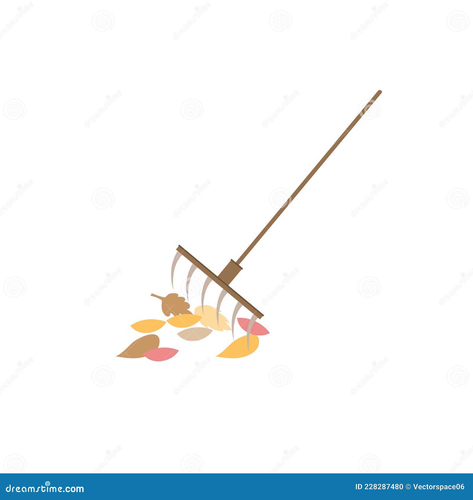 Flat Cartoon Rake,garden Tool,agricultural Vector Illustration Concept ...