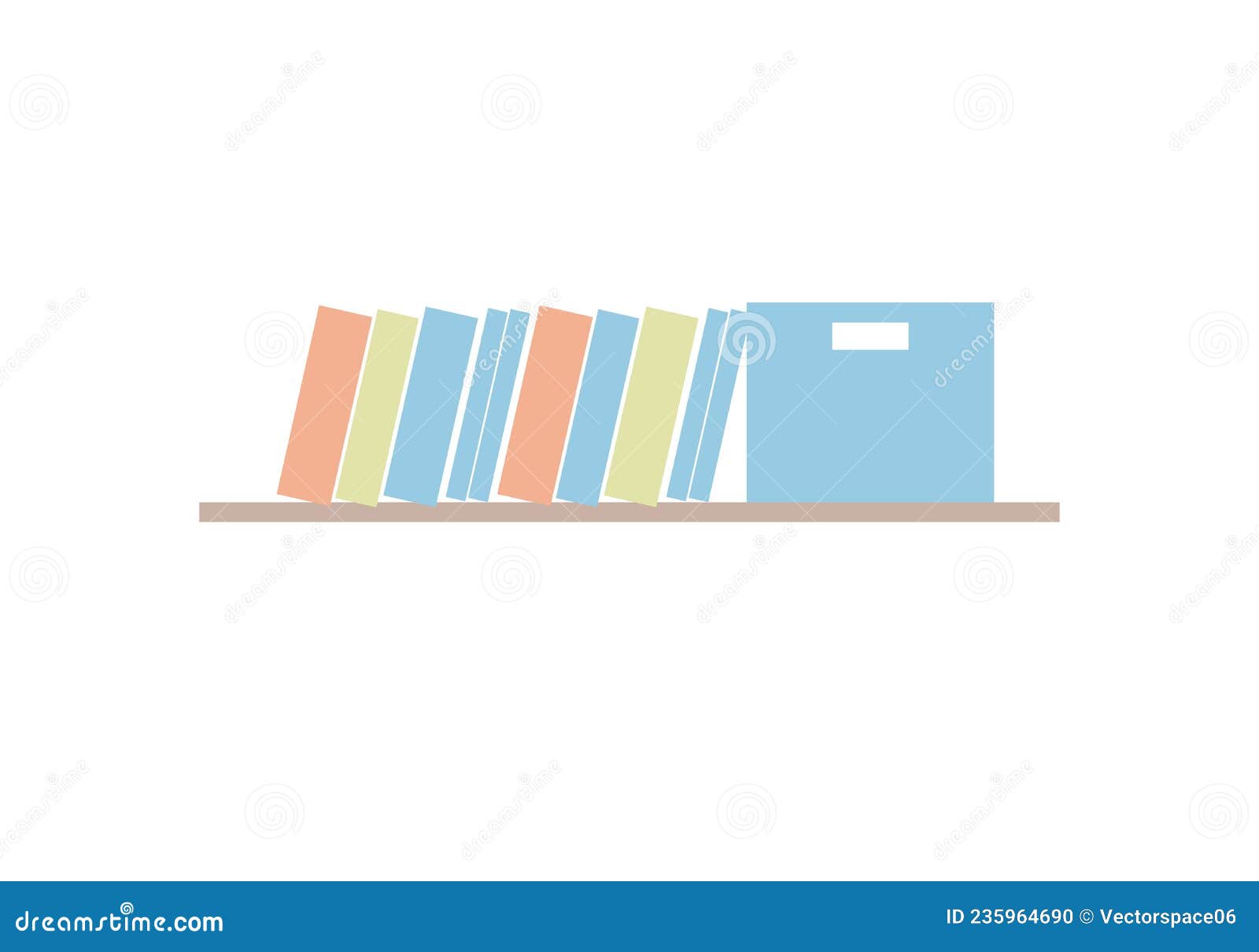 Flat Cartoon Shelf with Different Books and Stuff,furniture and ...
