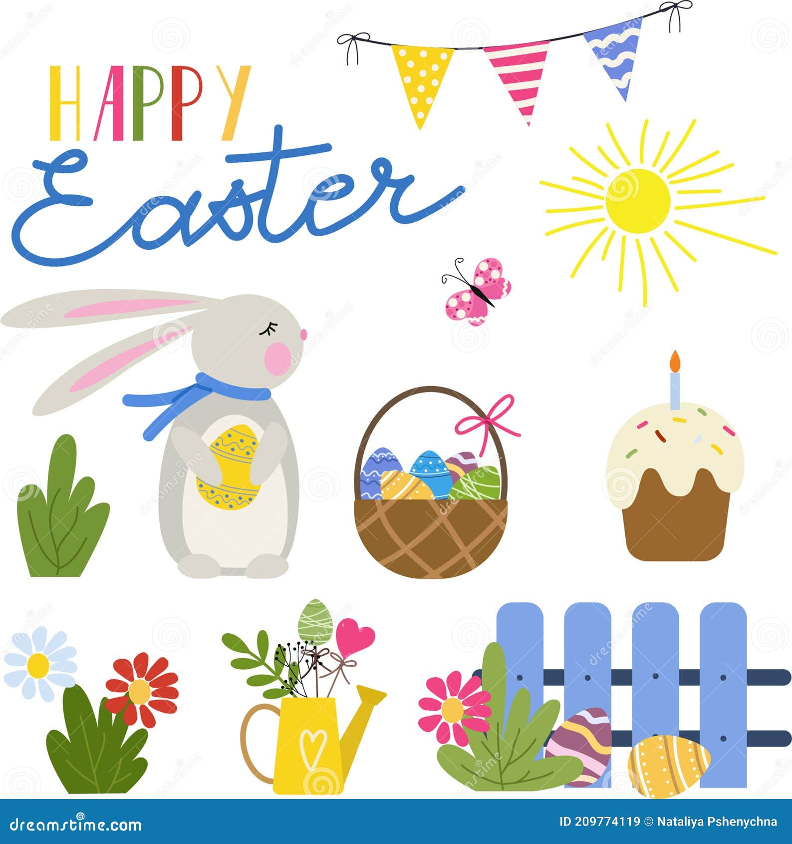 Easter Mood Flat Style Illustration. Stock Vector - Illustration of ...