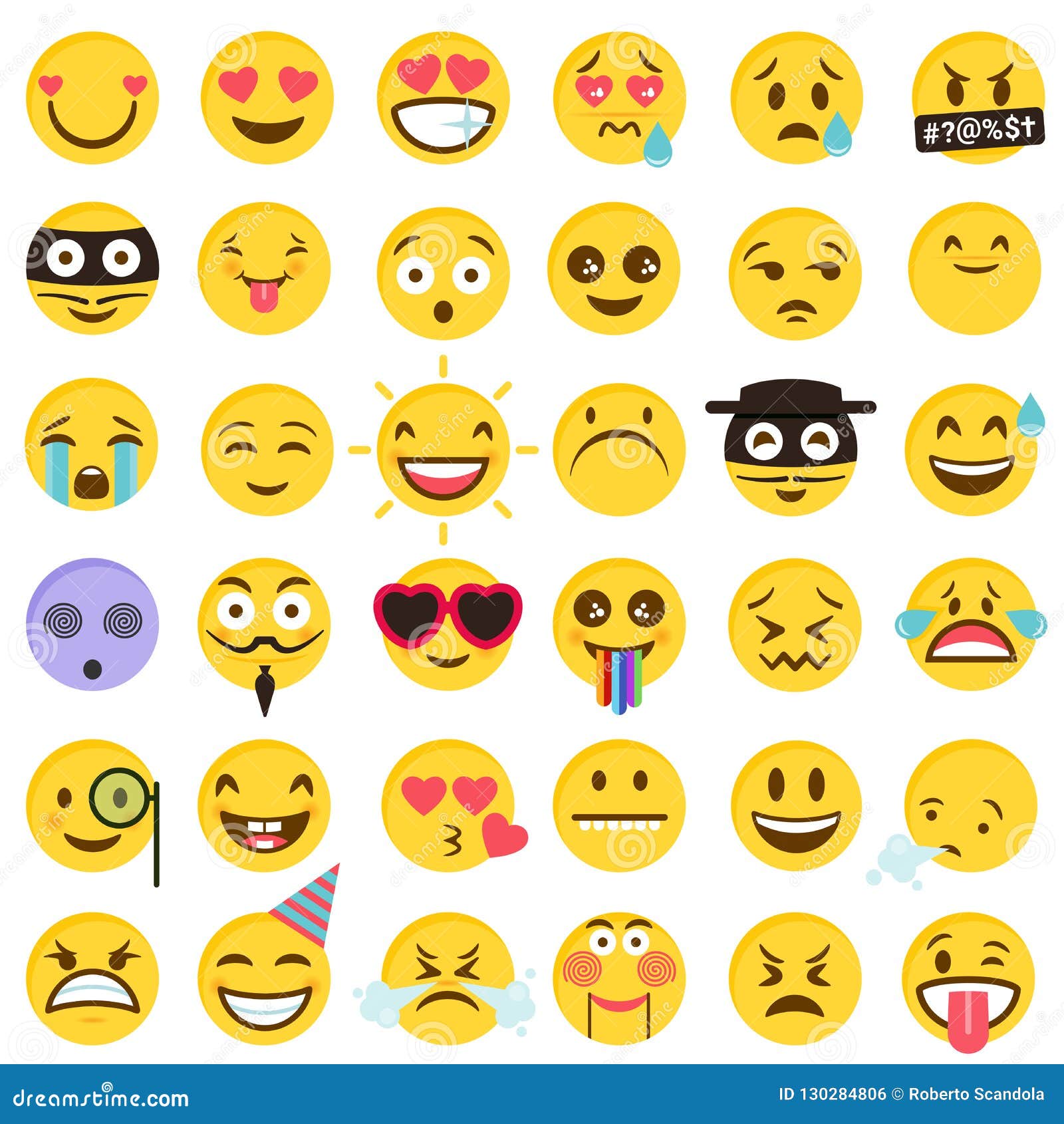 Flat Cartoon Style Vector Emoticons Stock Vector - Illustration of ...