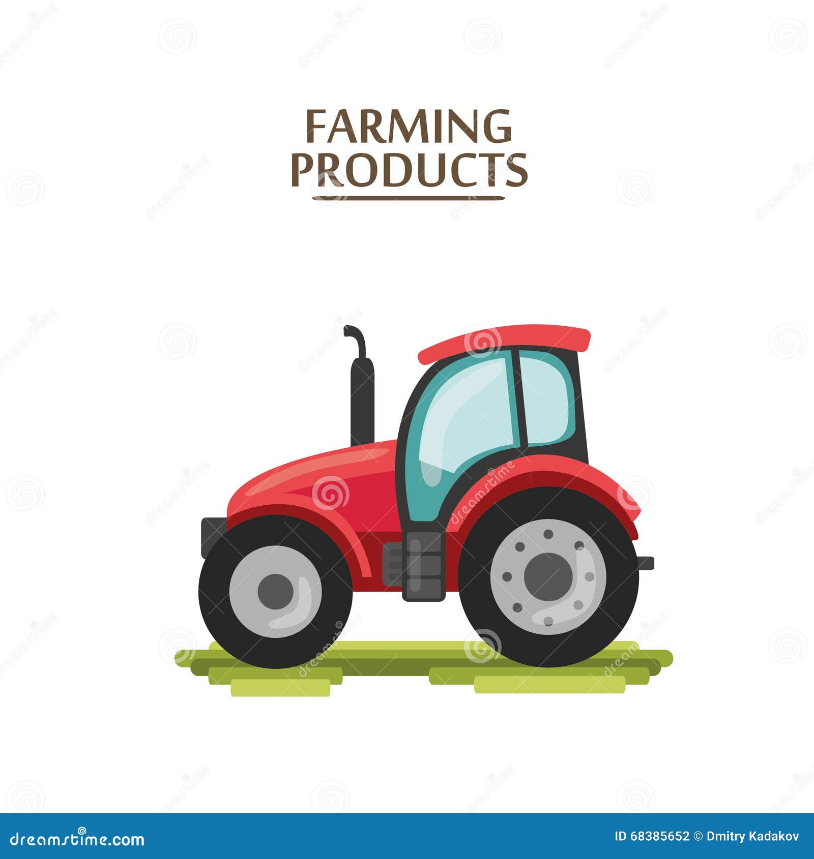 Flat Cartoon Tractor. Farmer Production Machine Stock Vector ...