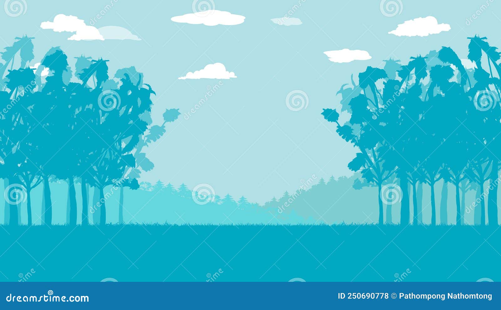 Flat Cartoon Tree in the Forest and Mountain Stock Vector ...
