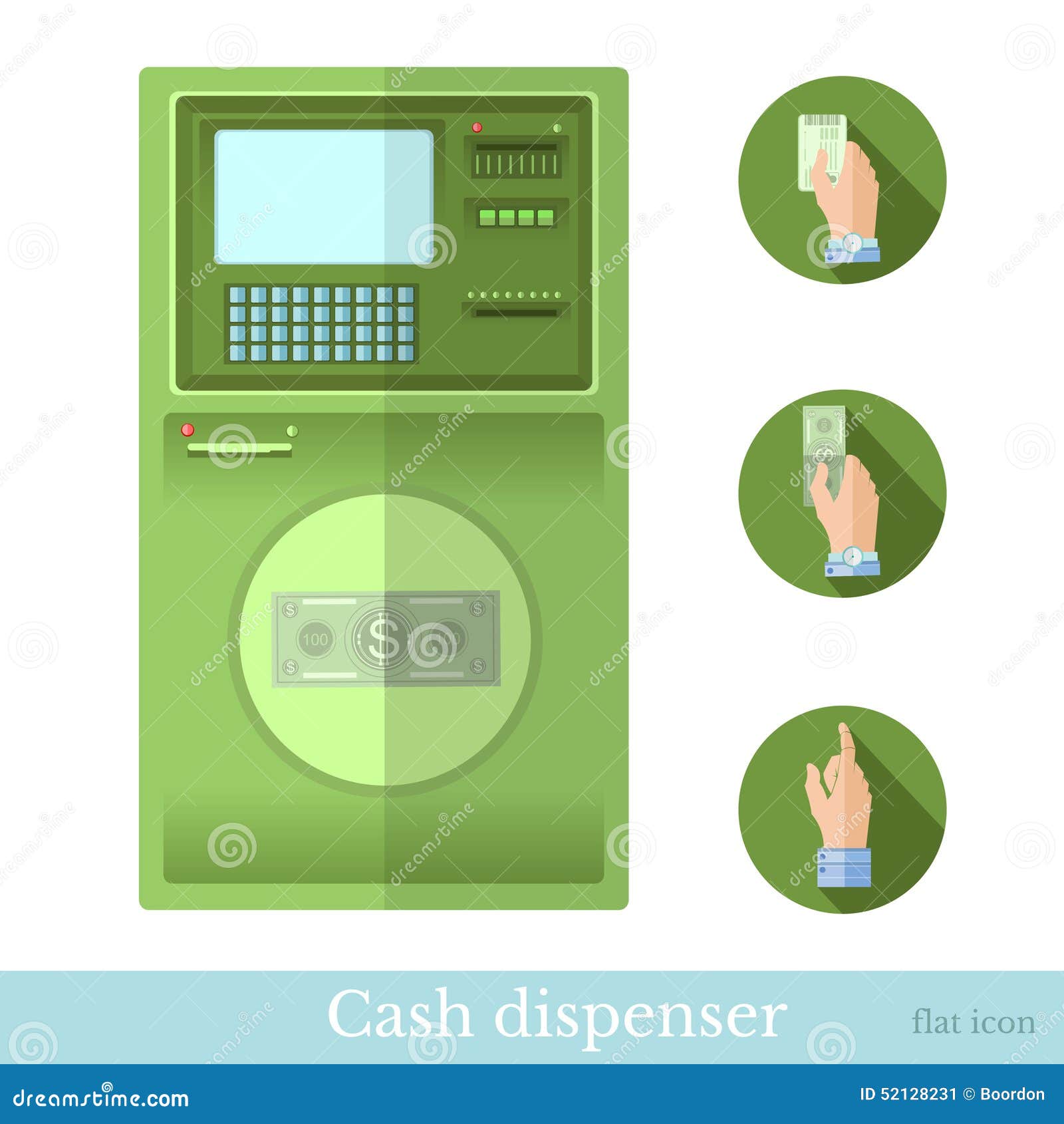 Flat Cash Dispenser with Circle Icon Stock Vector - Illustration of ...