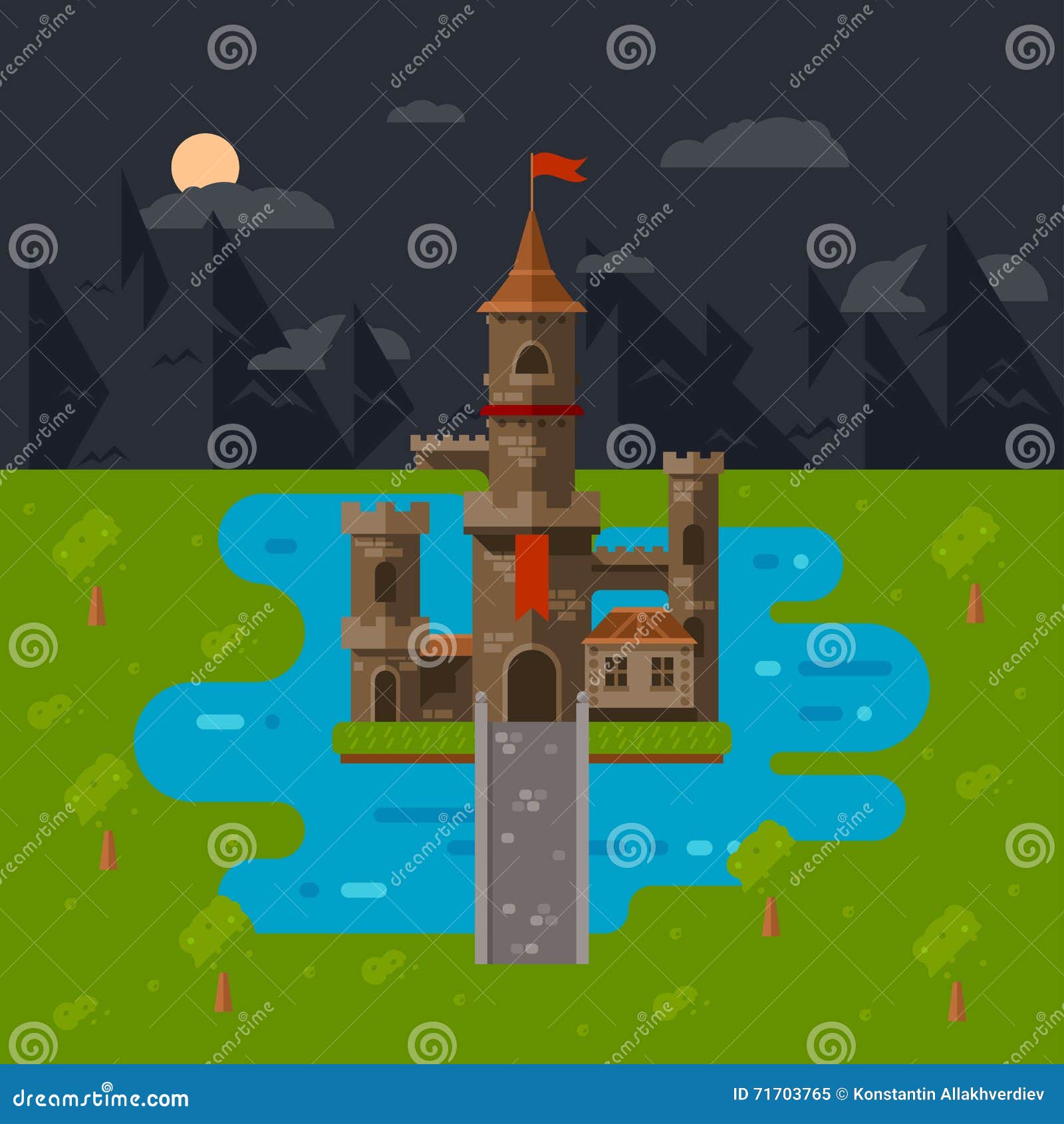 Flat castle art stock vector. Illustration of background - 71703765