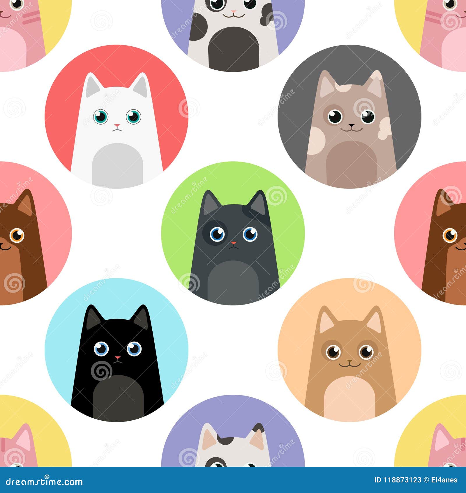 Flat cat pattern stock vector. Illustration of flat - 118873123