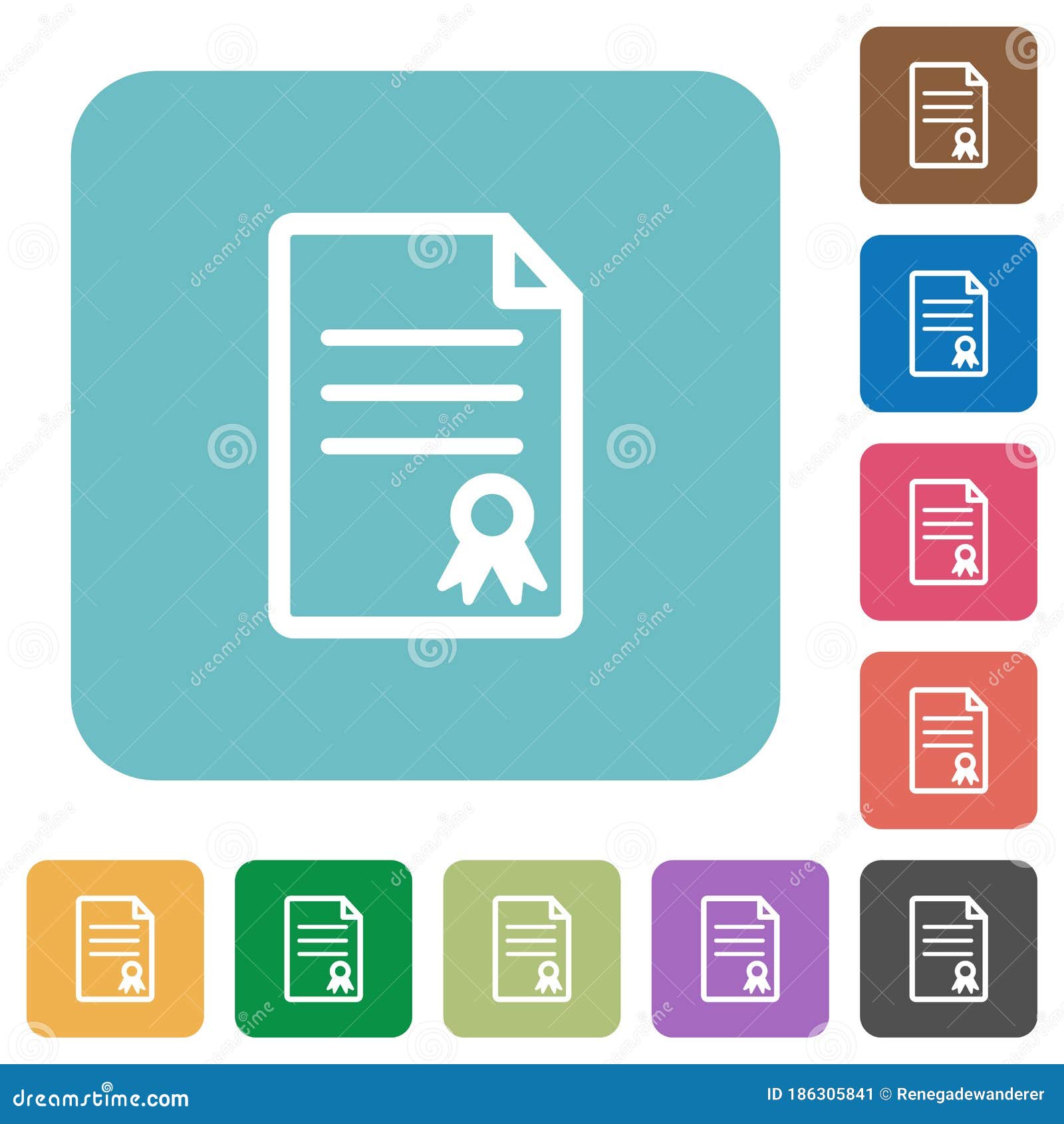 Flat Certificate Document Icons Stock Illustration - Illustration of ...