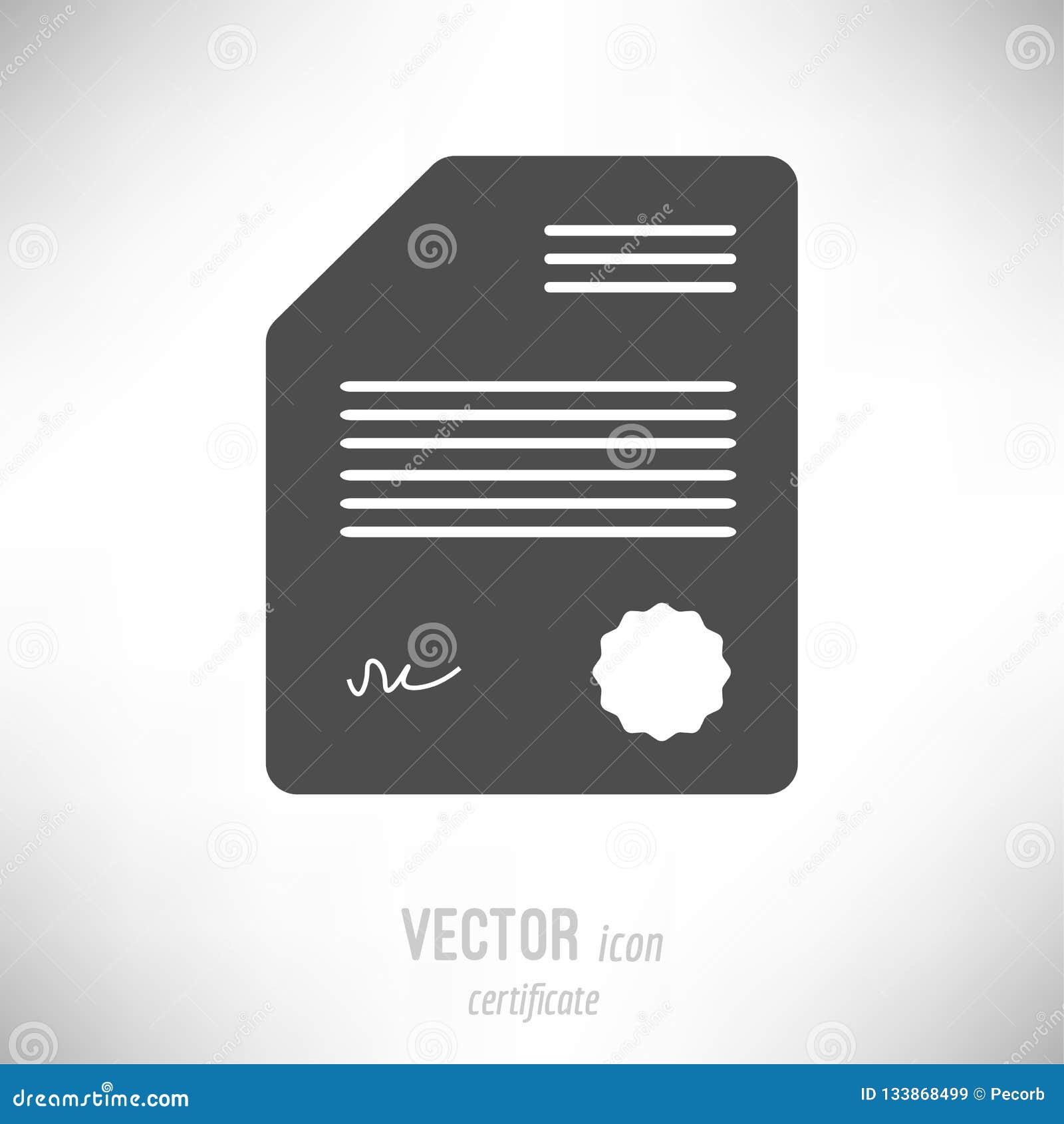 Flat certificate icon stock vector. Illustration of graduation - 133868499