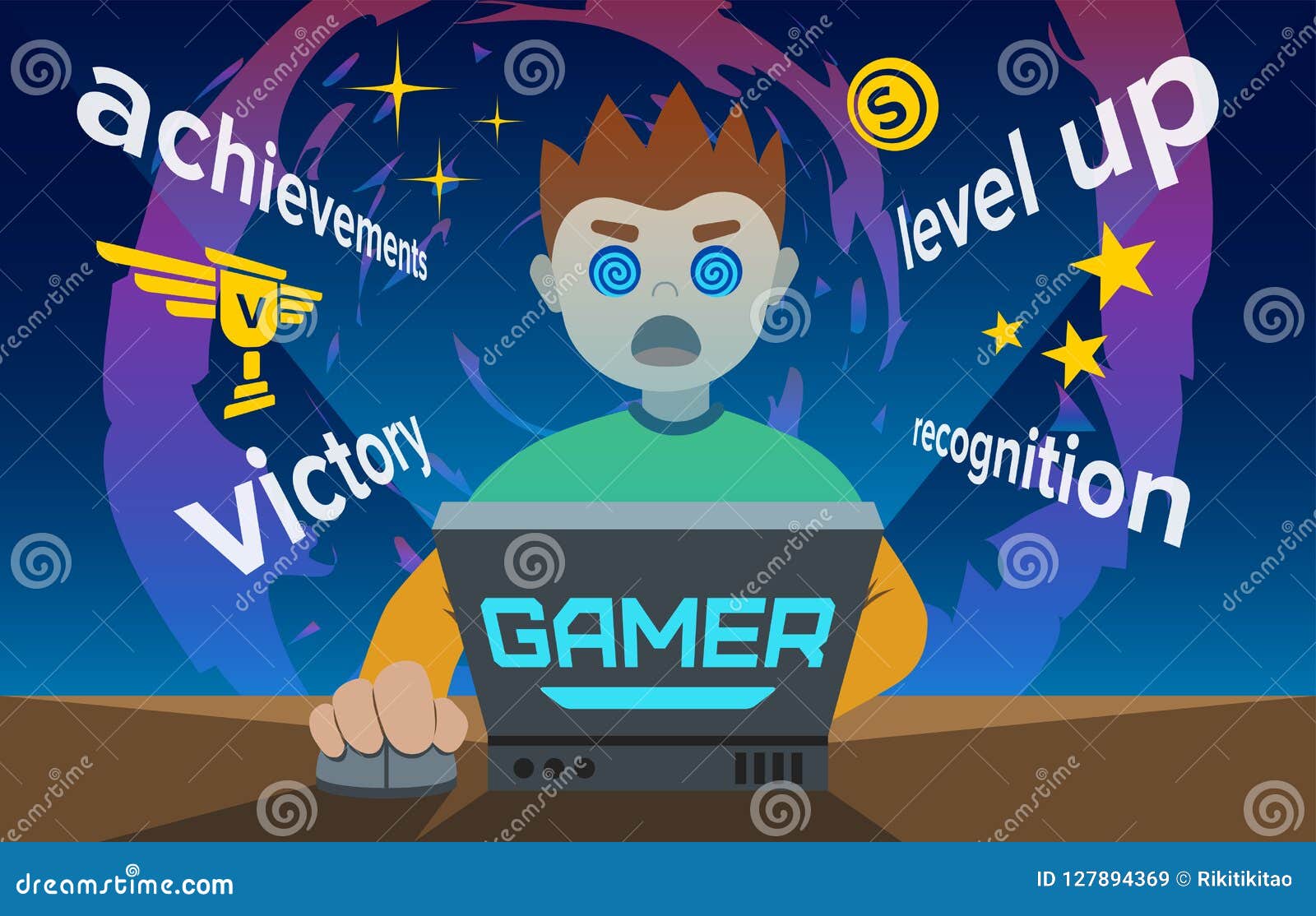 Video Game Addiction Flat Illustration, the Young Stock Vector ... Video Game Addiction Flat Illustration, the Young Stock Vector ...