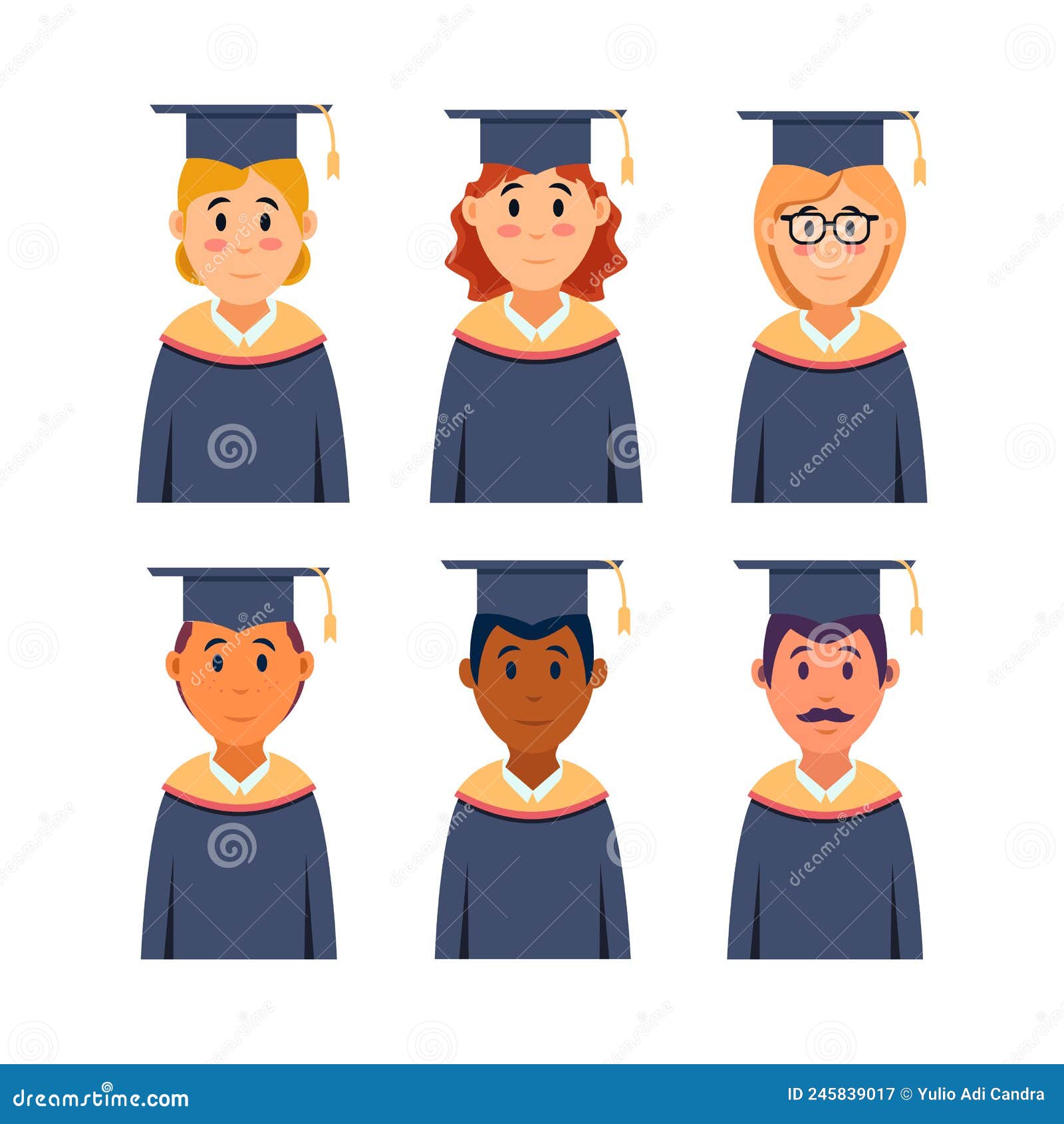 Character Graduation Paint Brush Online Education Vector Illustration ...