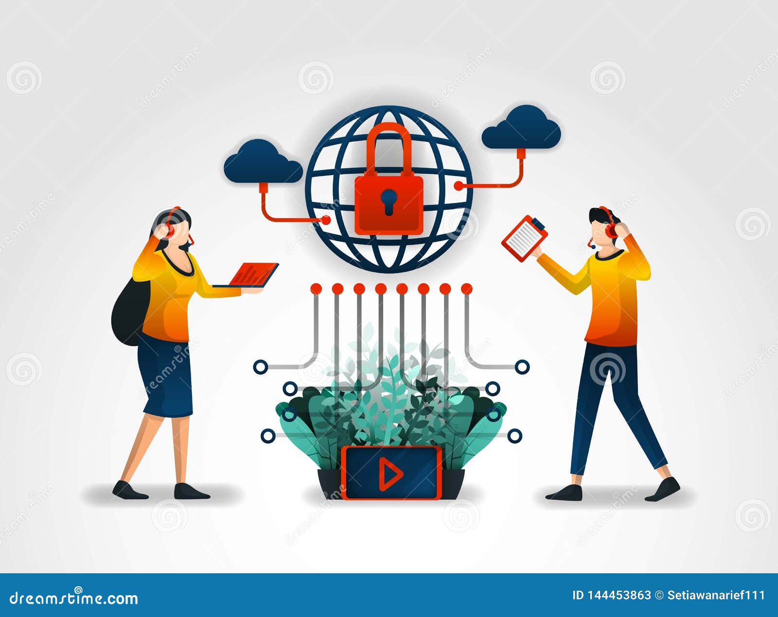 Flat Character. Internet Service Providers Provide Users with Customer ...