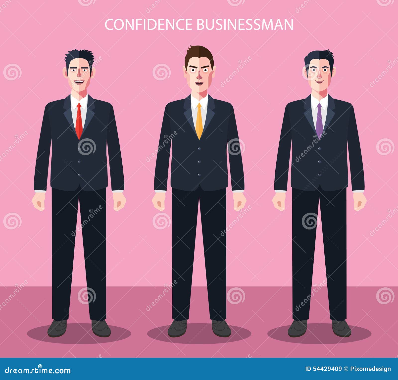 Flat Characters of Confidence Businessman Concept Illustrations Stock ...