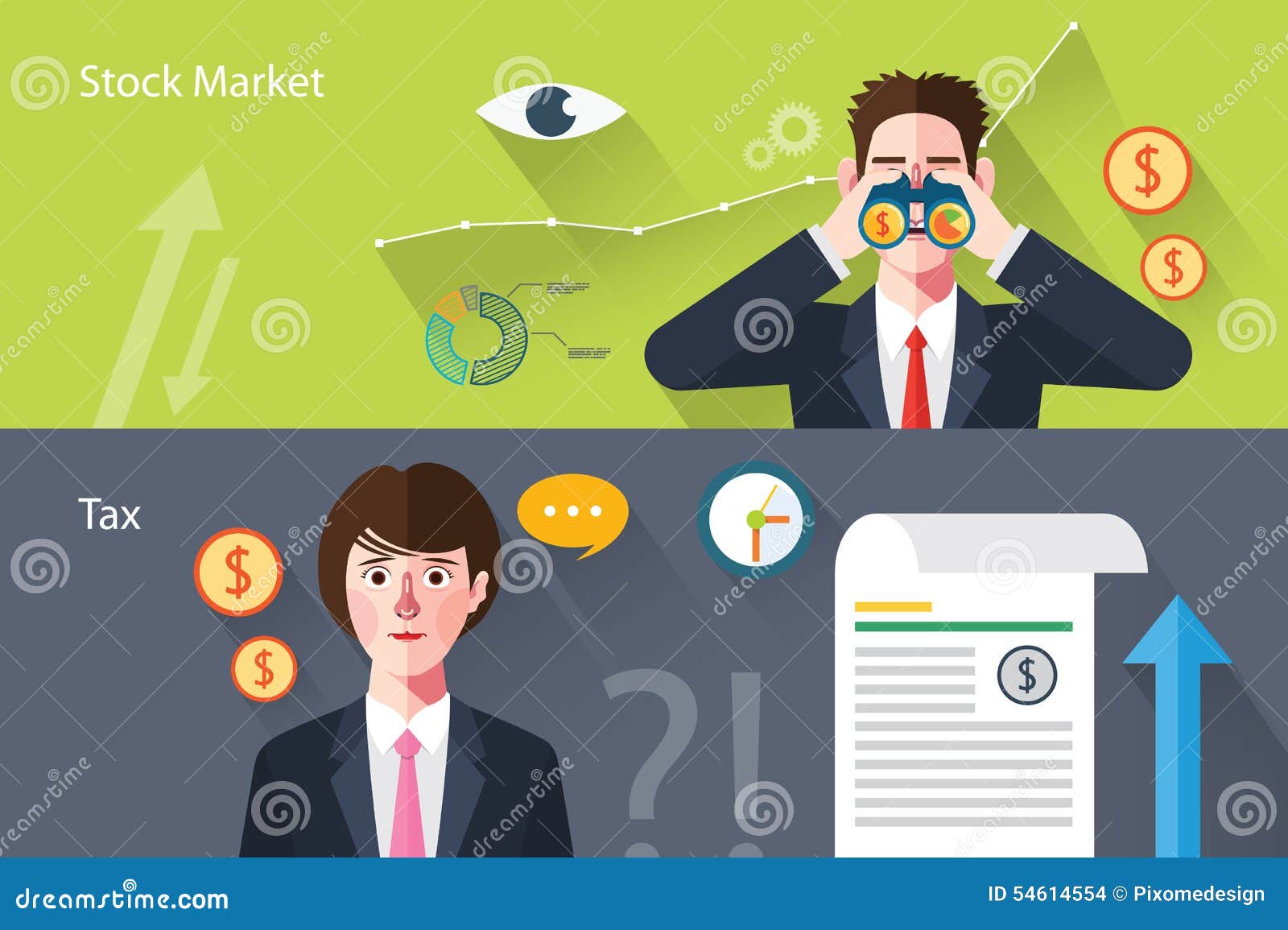 Flat Characters of Stock Market Concept Illustrations Stock Vector ...