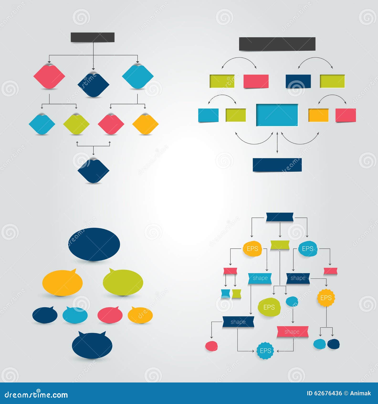 Flat Chart, Graph with Shadows Effect. Simply Color Editable Stock ...