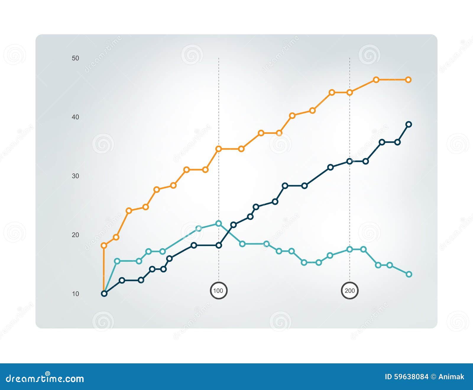 Flat Chart. Lined Graph. Simply Color Editable Stock Vector ...