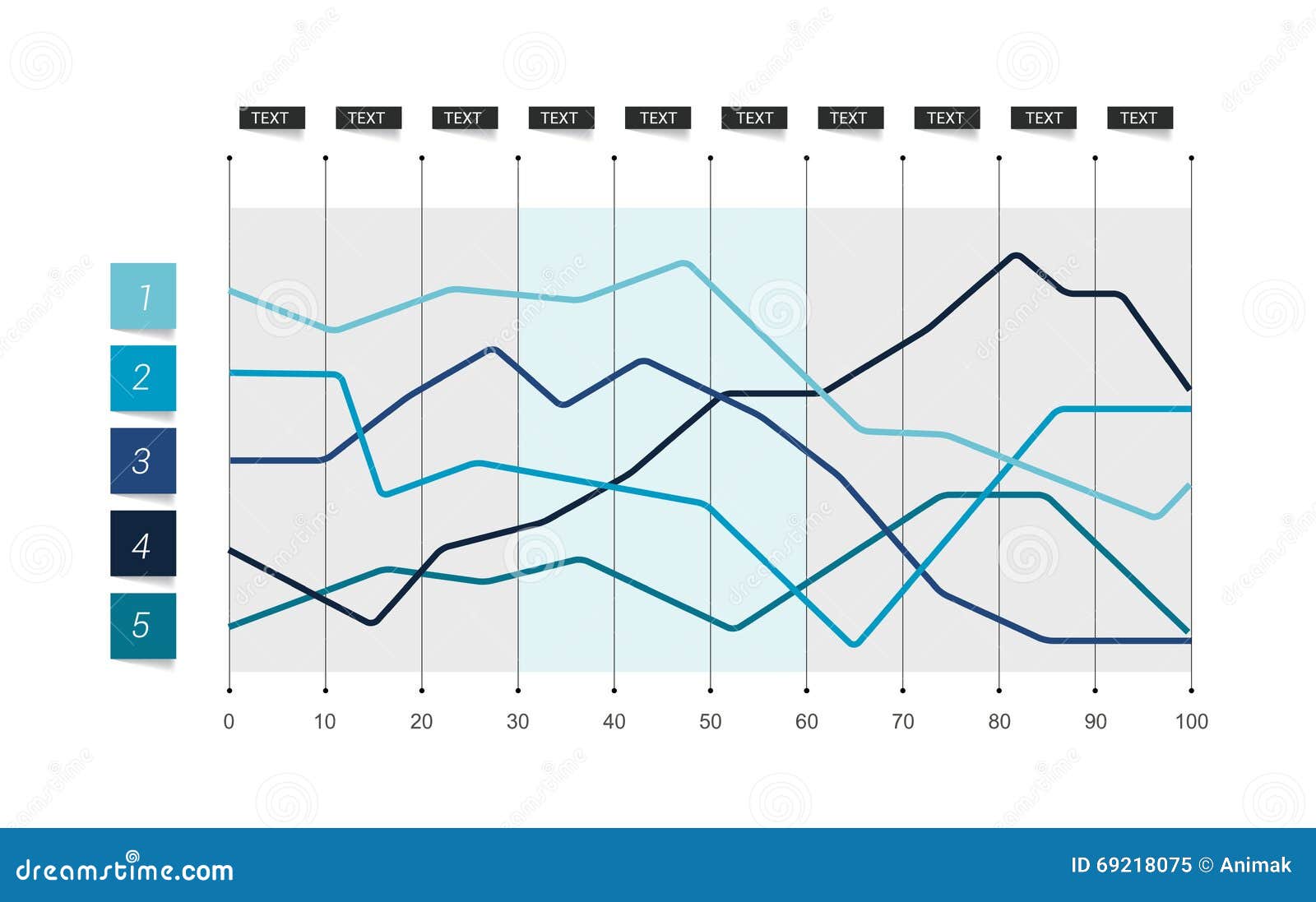 Flat Chart. Lined Graph. Simply Color Editable Stock Vector ...
