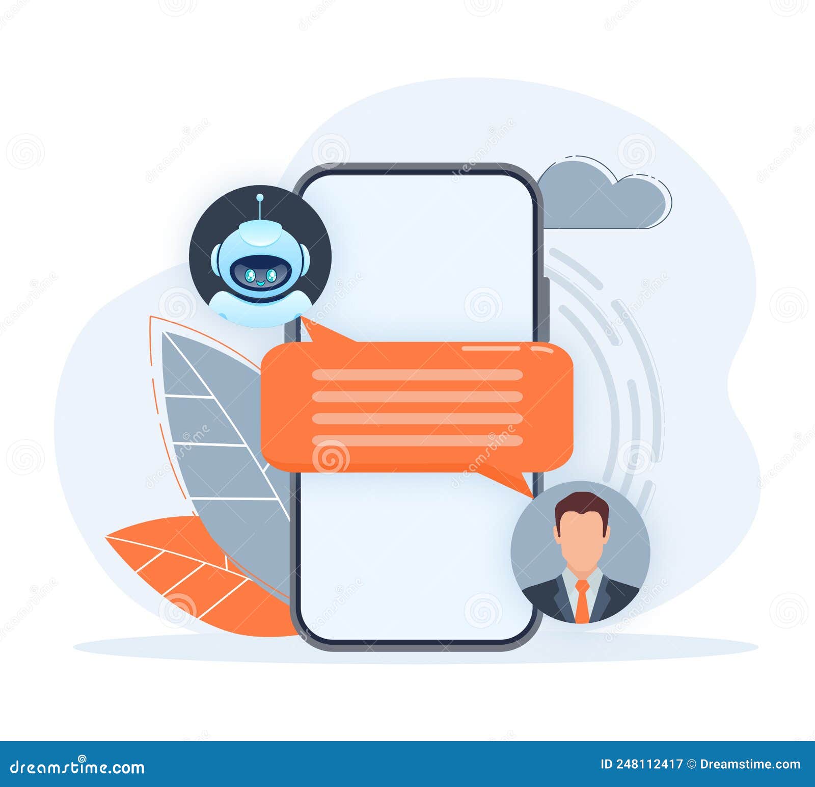 Flat Chat Bot For Web Design Flat Isometric Vector Illustration Stock