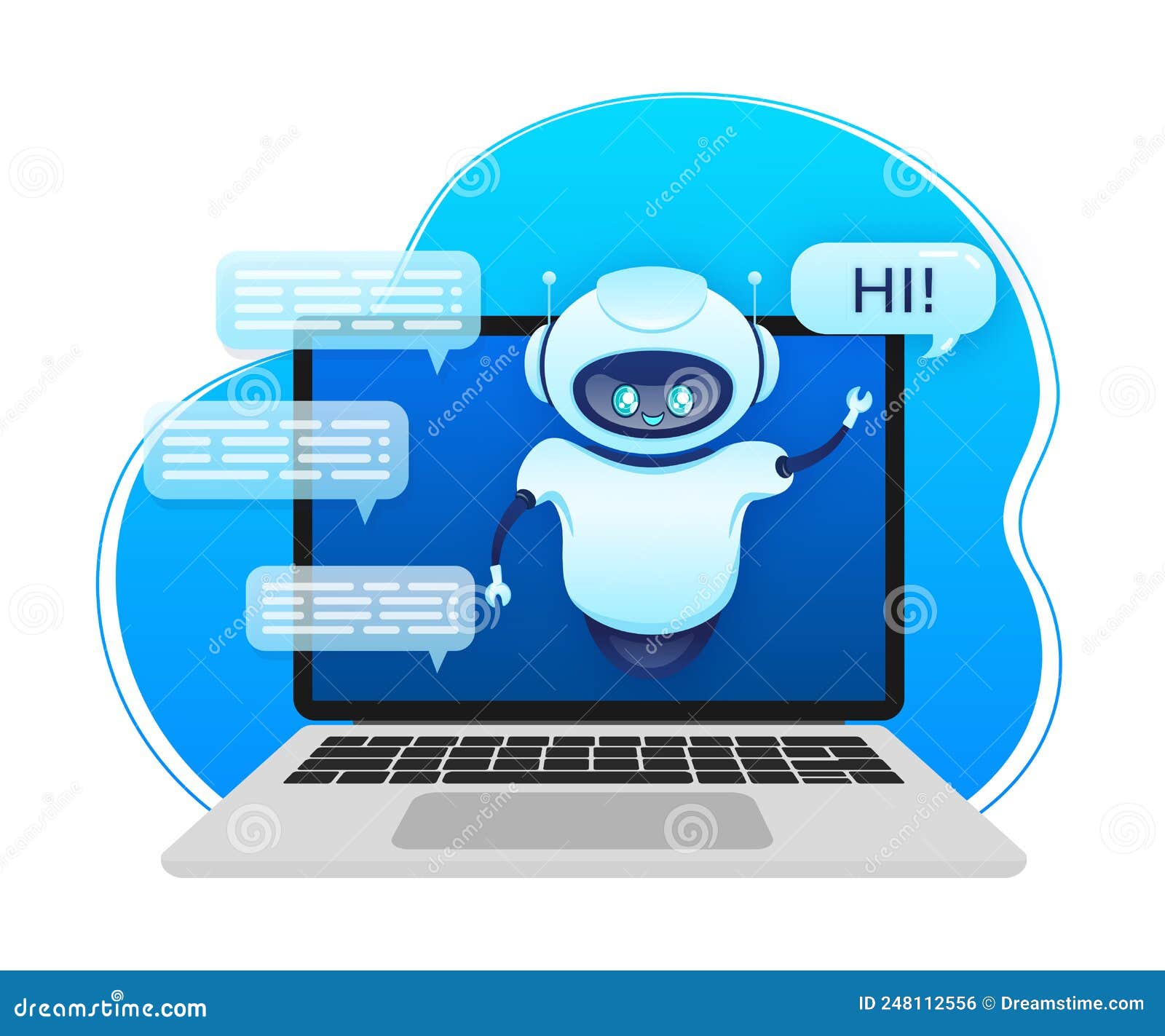 Flat Chat Bot For Web Design Flat Isometric Vector Illustration Stock