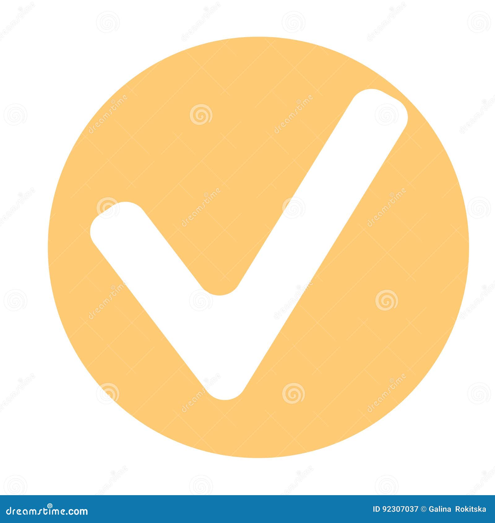 Flat Check Mark Icon in Orange Circle. Vector Illustration Stock ...