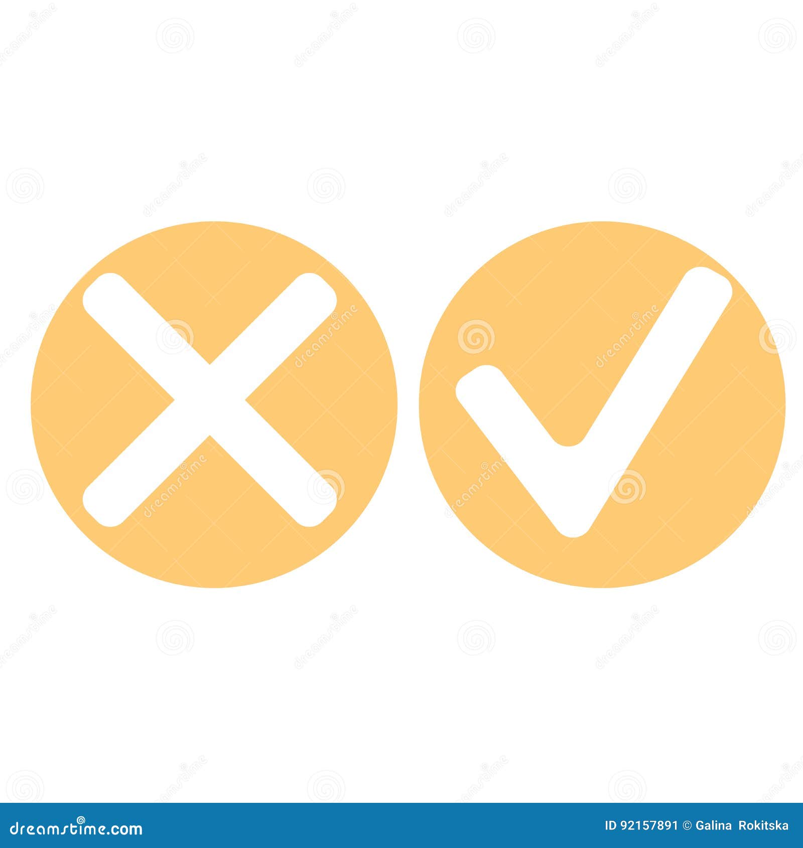 Flat Check Mark Icons in Orange Circle. Vector Illustration Stock ...