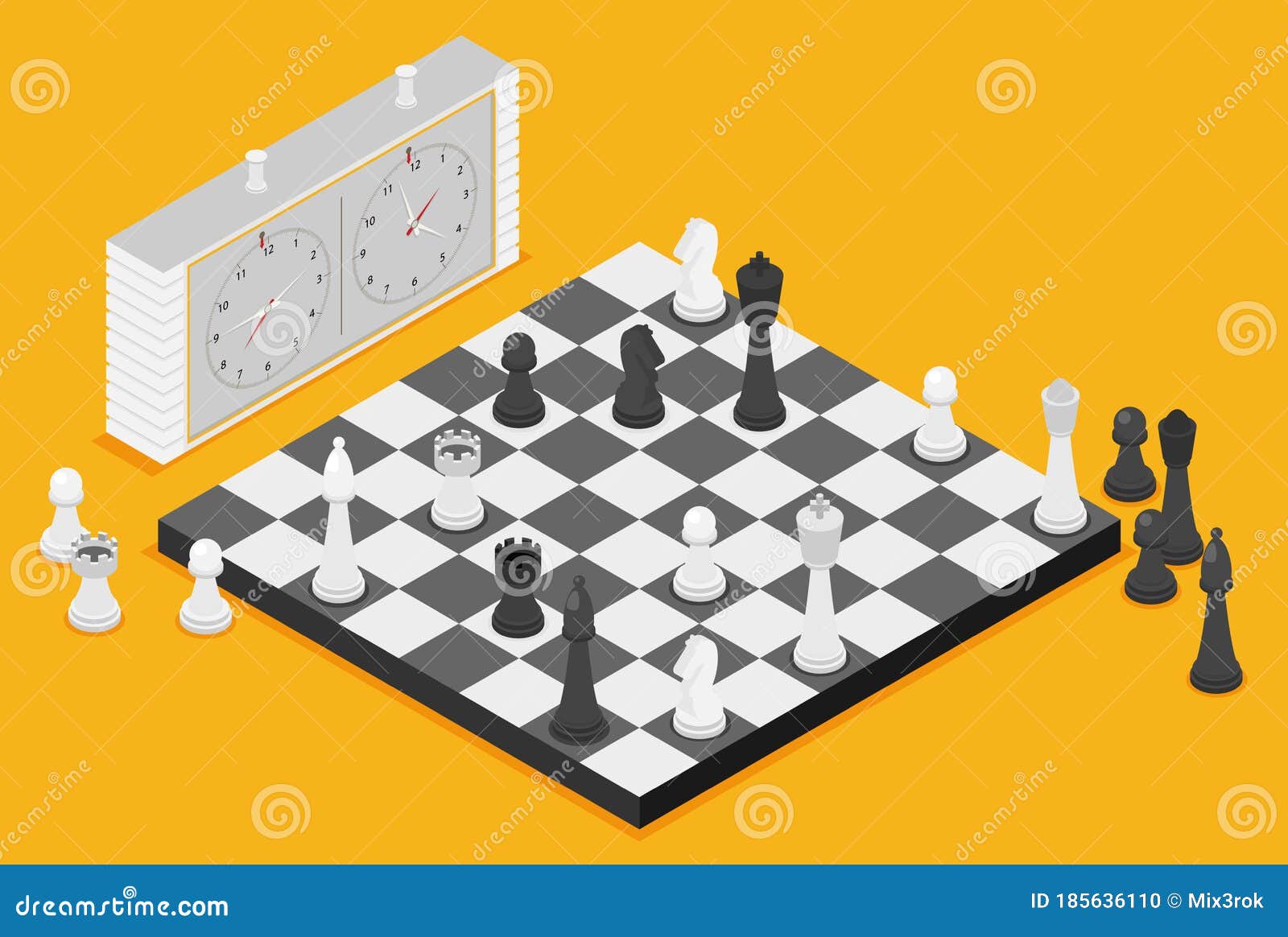 Chess Isometric. Board Game Figures Piece Queen Bishop Strategy Vector ...