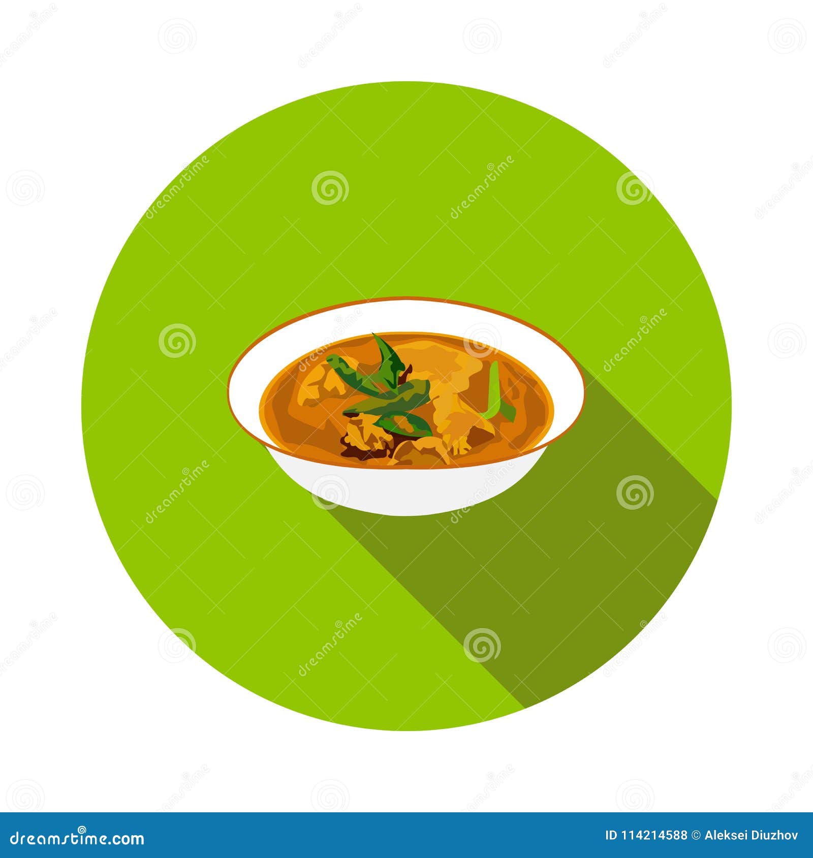 Flat chicken curry icon stock vector. Illustration of cuisine - 114214588