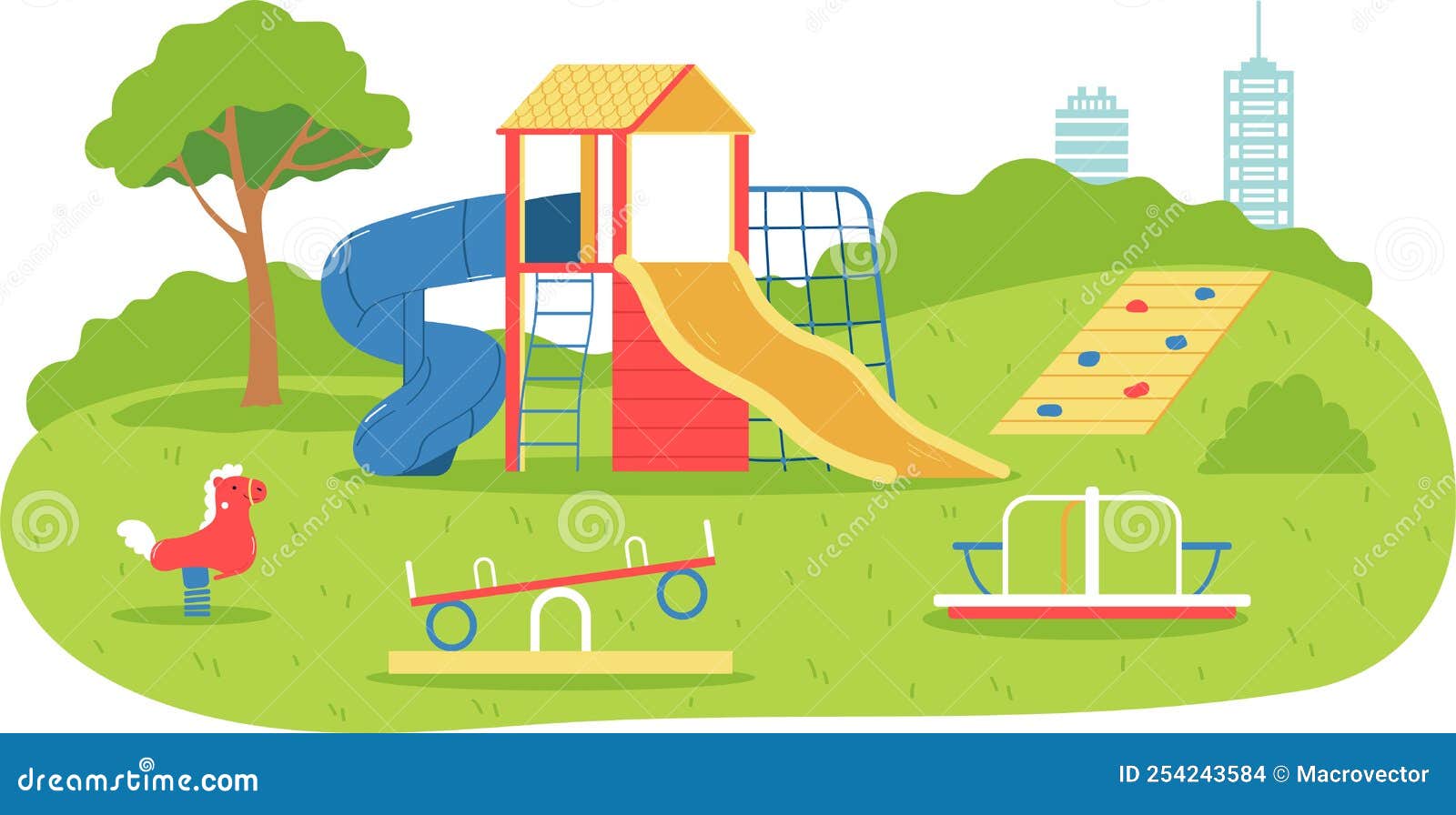 Flat Children Playground Composition Stock Vector - Illustration of ...