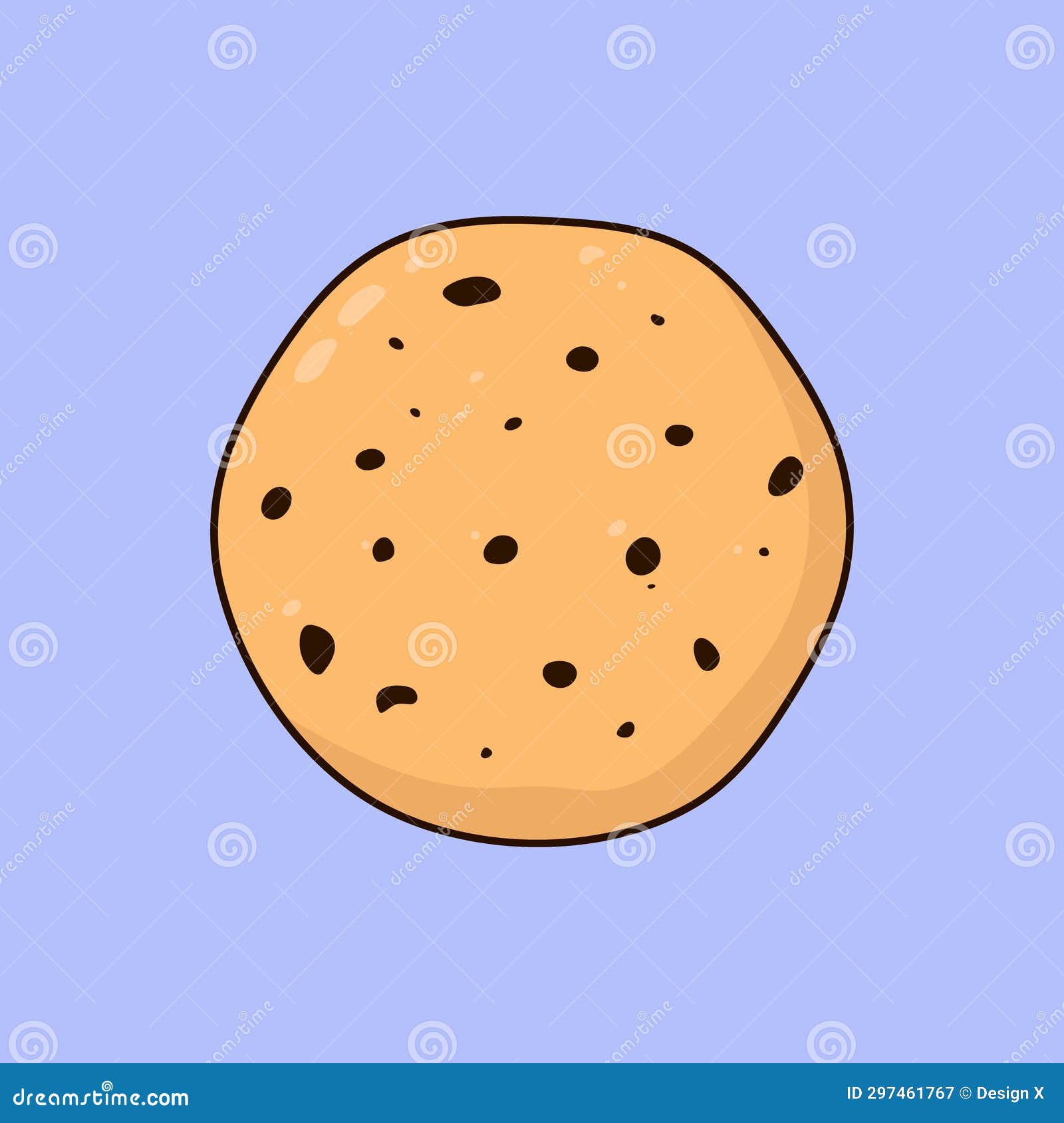 Flat Chocolate White Choco Chips Cookie Icon Vector Illustration Stock ...