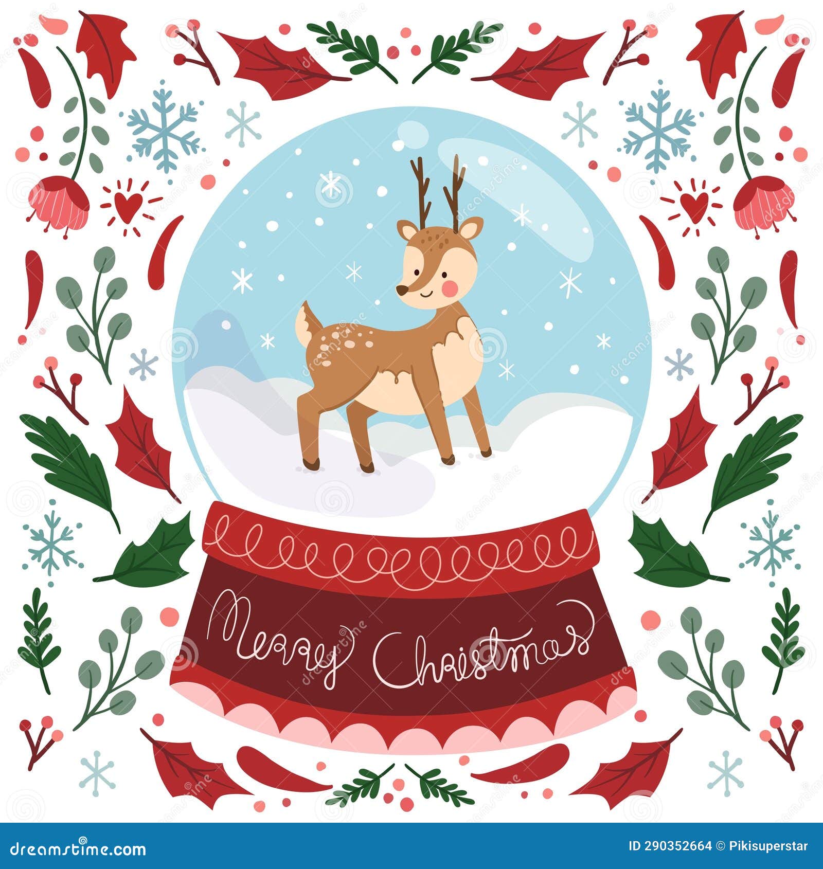 Flat Christmas Snowball Globe Vector Design Illustration Stock Vector ...