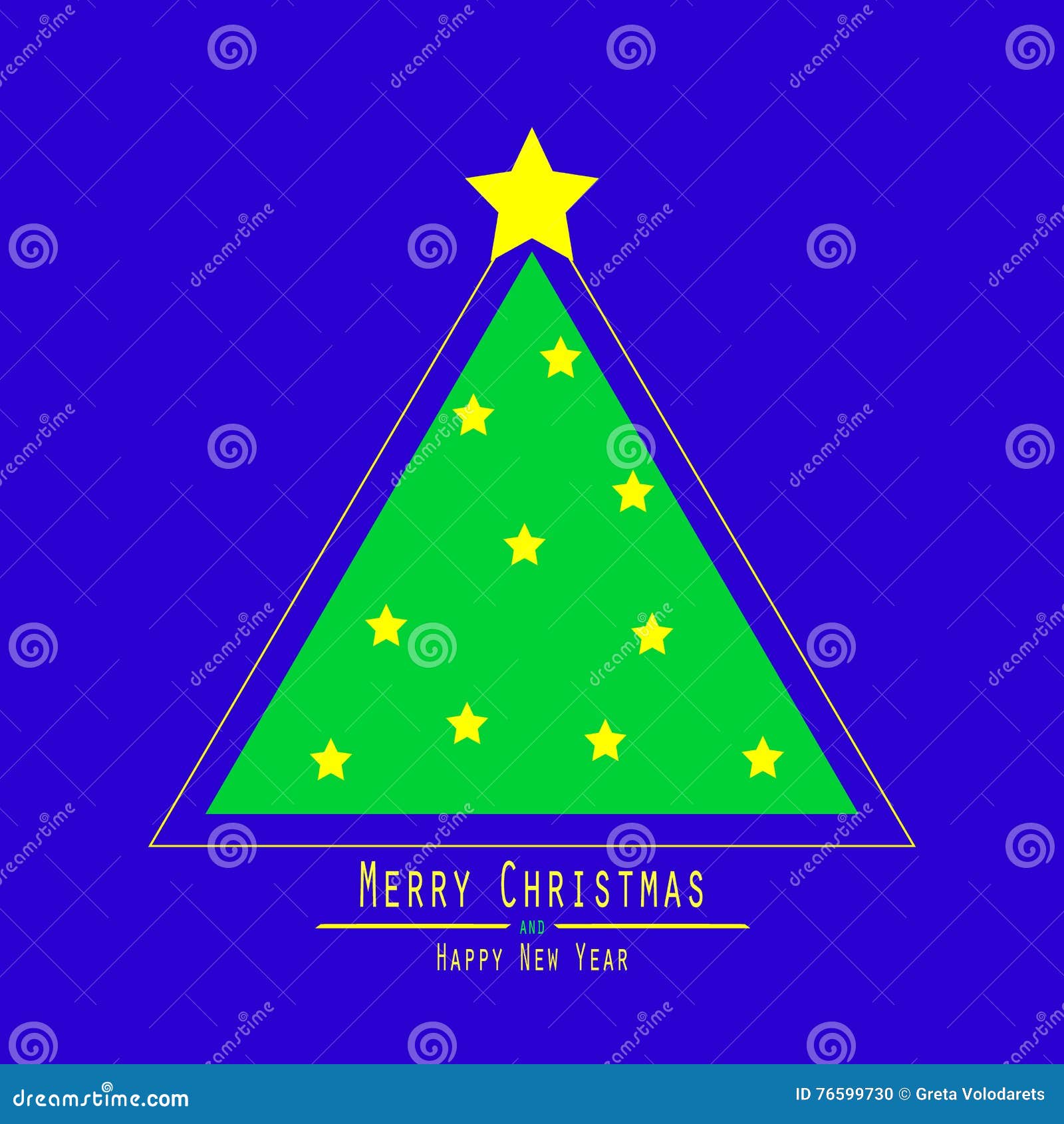 Flat. Christmas Tree. Green Triangle Stock Illustration - Illustration ...