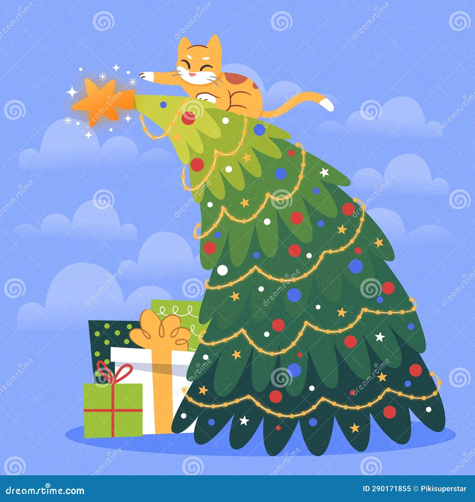 Flat Christmas Tree Vector Design Stock Vector - Illustration of year ...