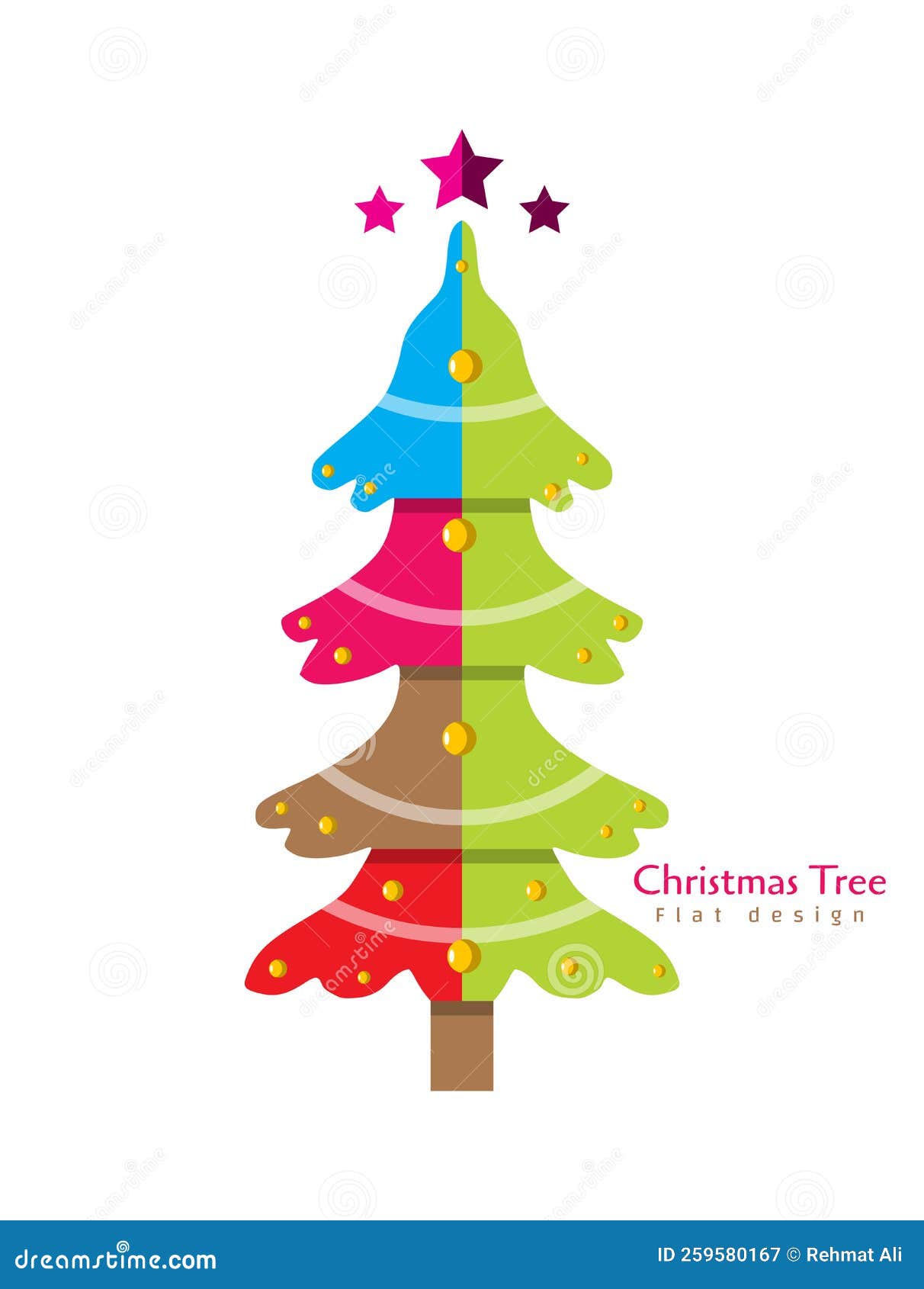 Flat Christmas Trees Illustration Vector Collection Stock Illustration ...