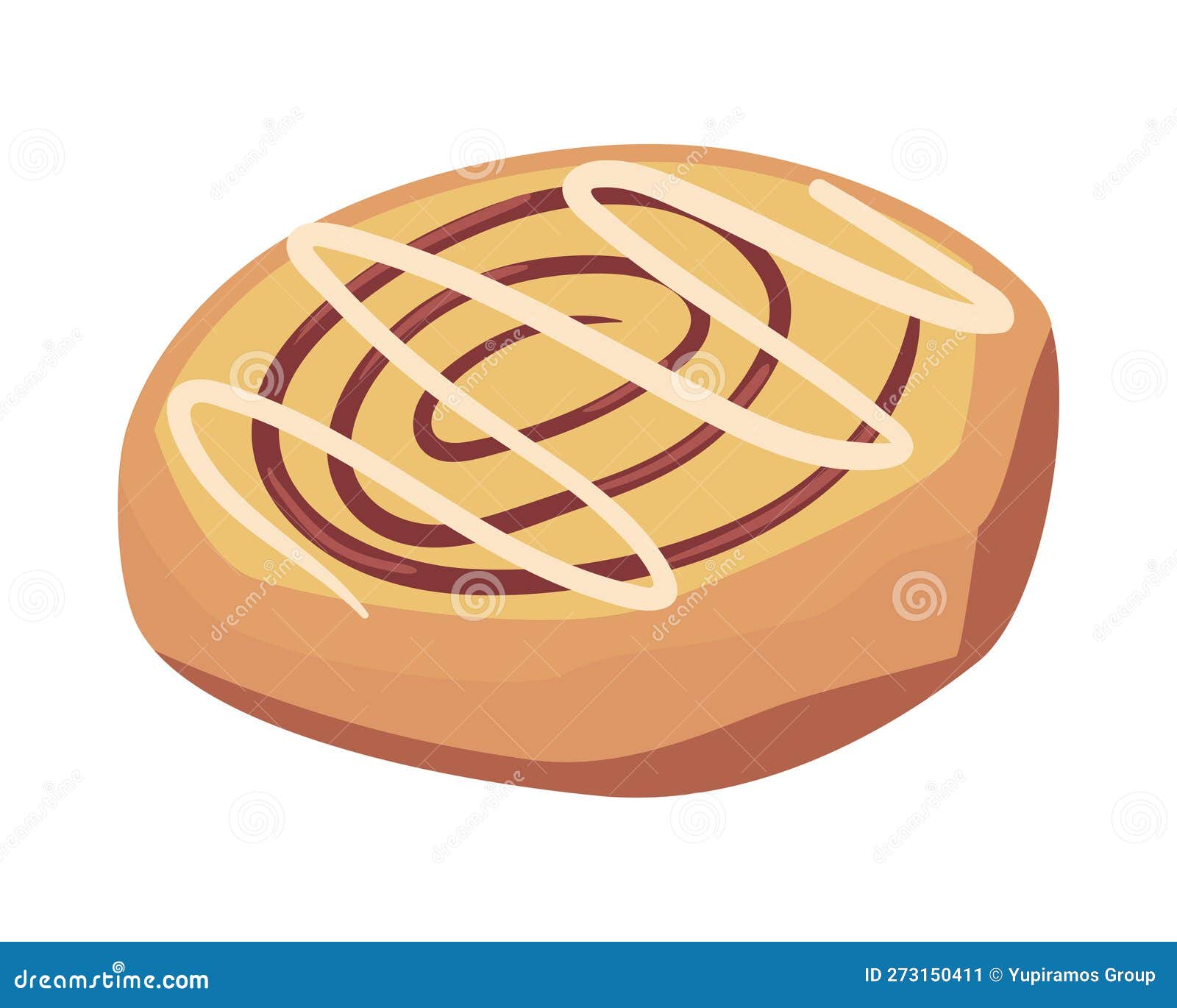 Flat cinnamon roll stock vector. Illustration of sugar - 273150411