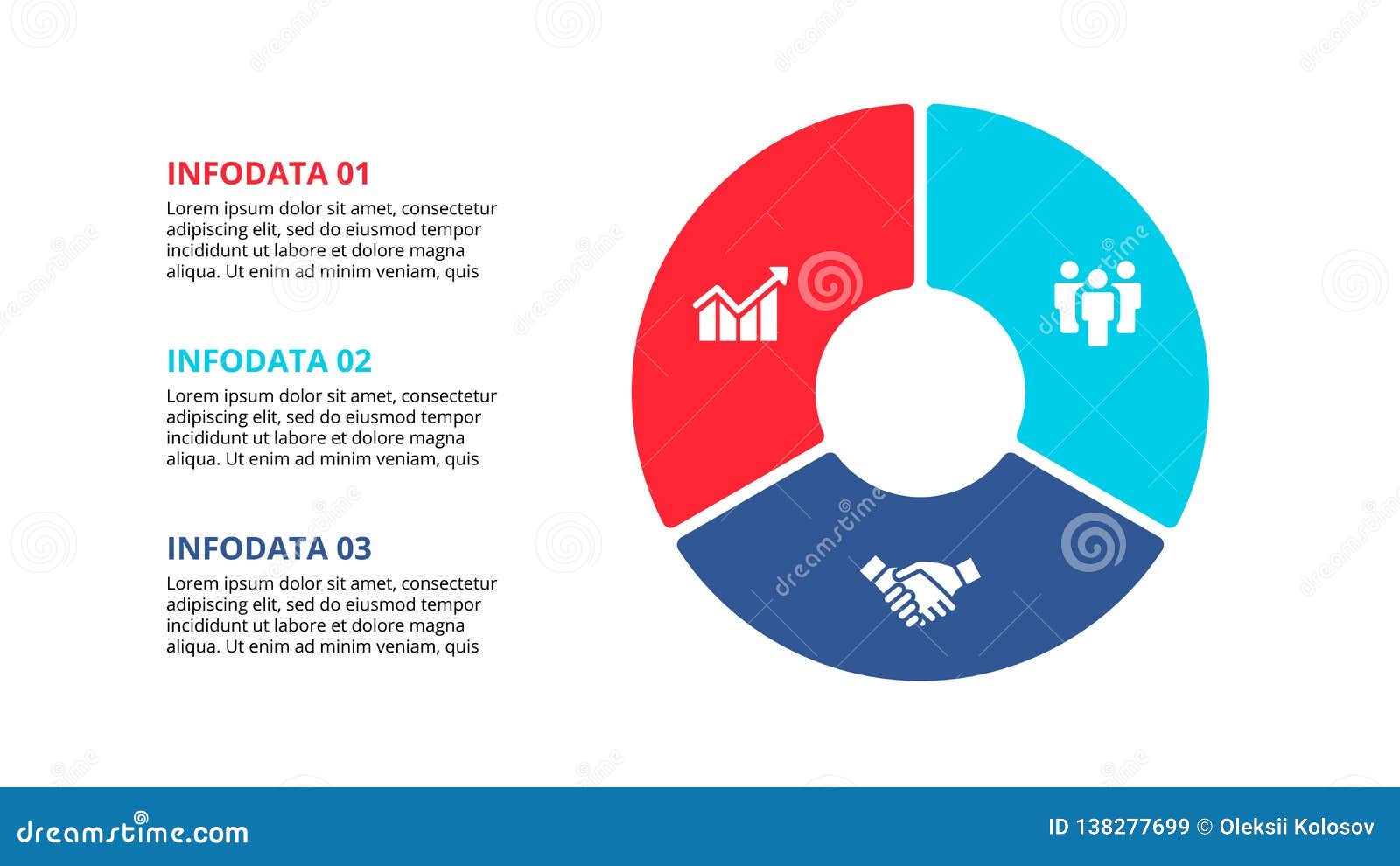 Flat Circle Element for Infographic with 3 Parts, Options or Steps ...