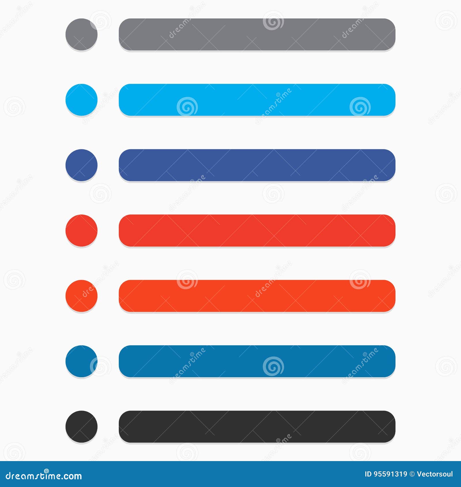 Flat Circle and Rectangle Button Set with Modern Color. UI, GUI Stock ...